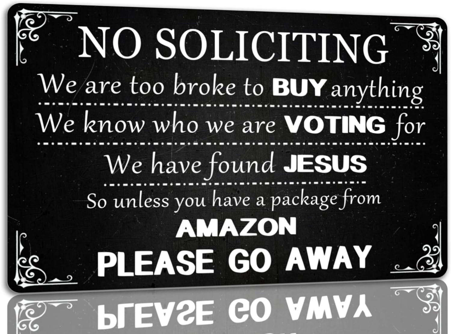 AABERIC No Soliciting Tin Sign Funny No Soliciting Metal Signs Please ...
