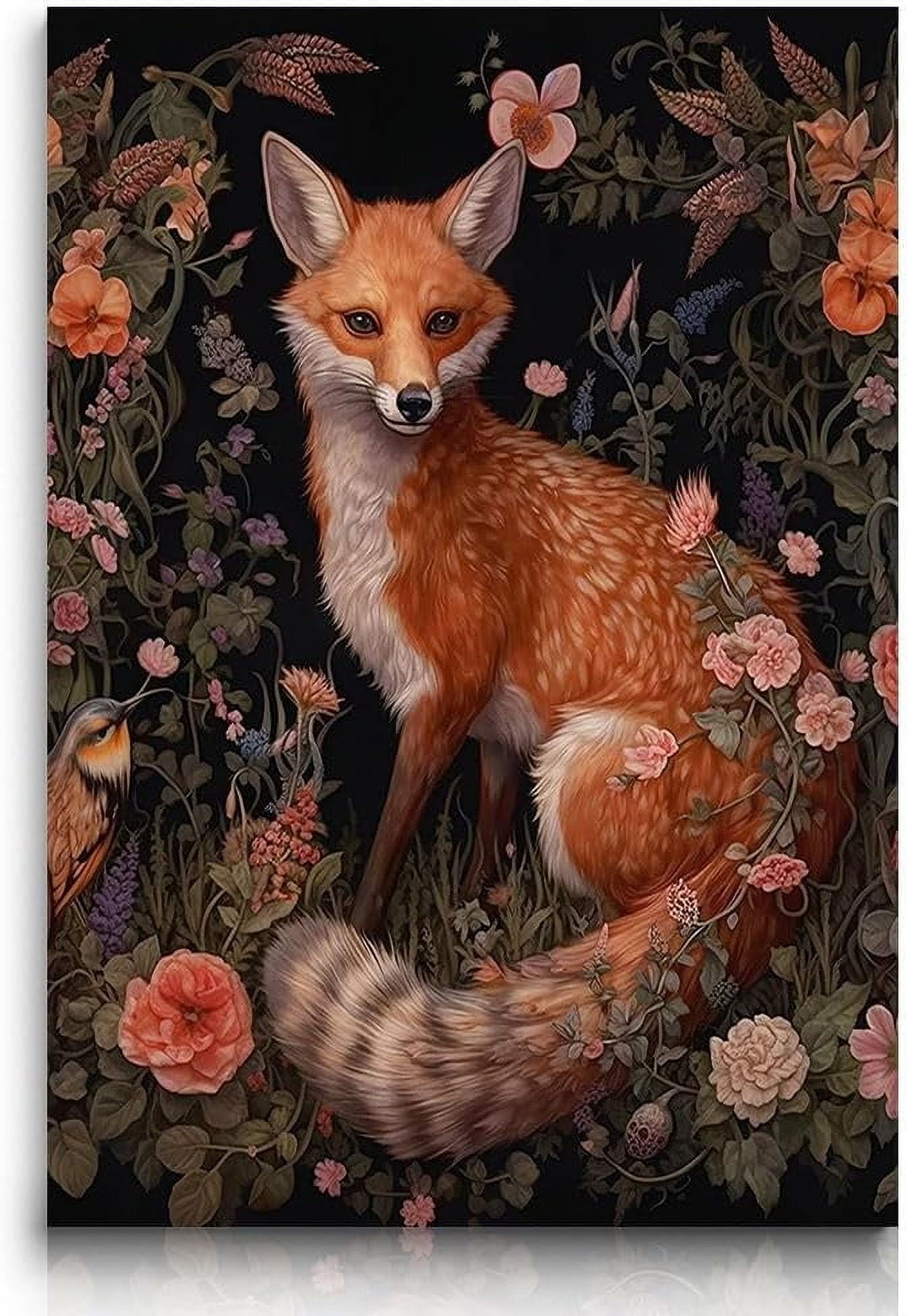 AABERIC Nordic Rustic William Morris Fox Wall Art Cute Fox Print ...