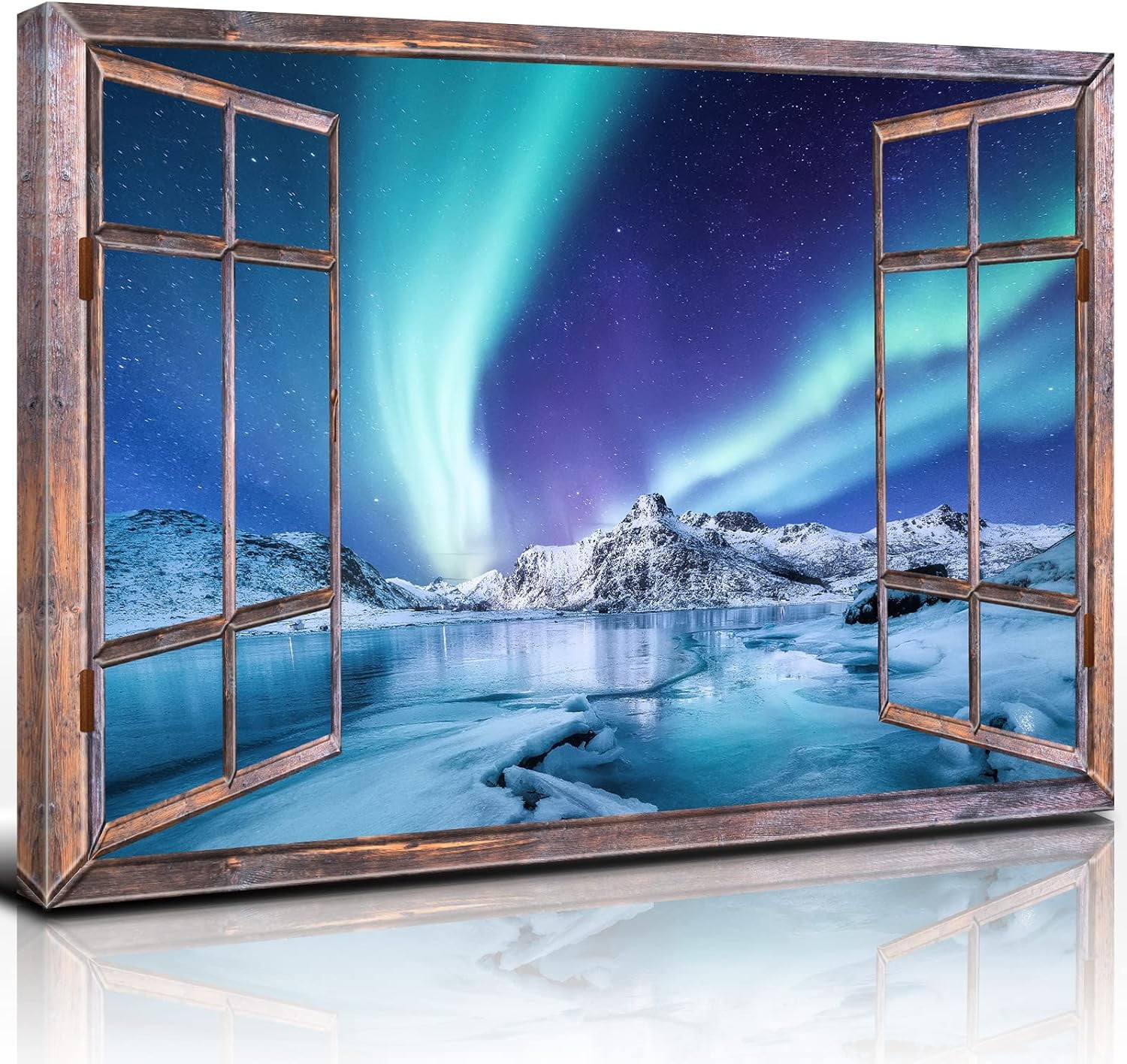 AABERIC Northern Lights Wall Art Nature Aurora Borealis Scenery ...