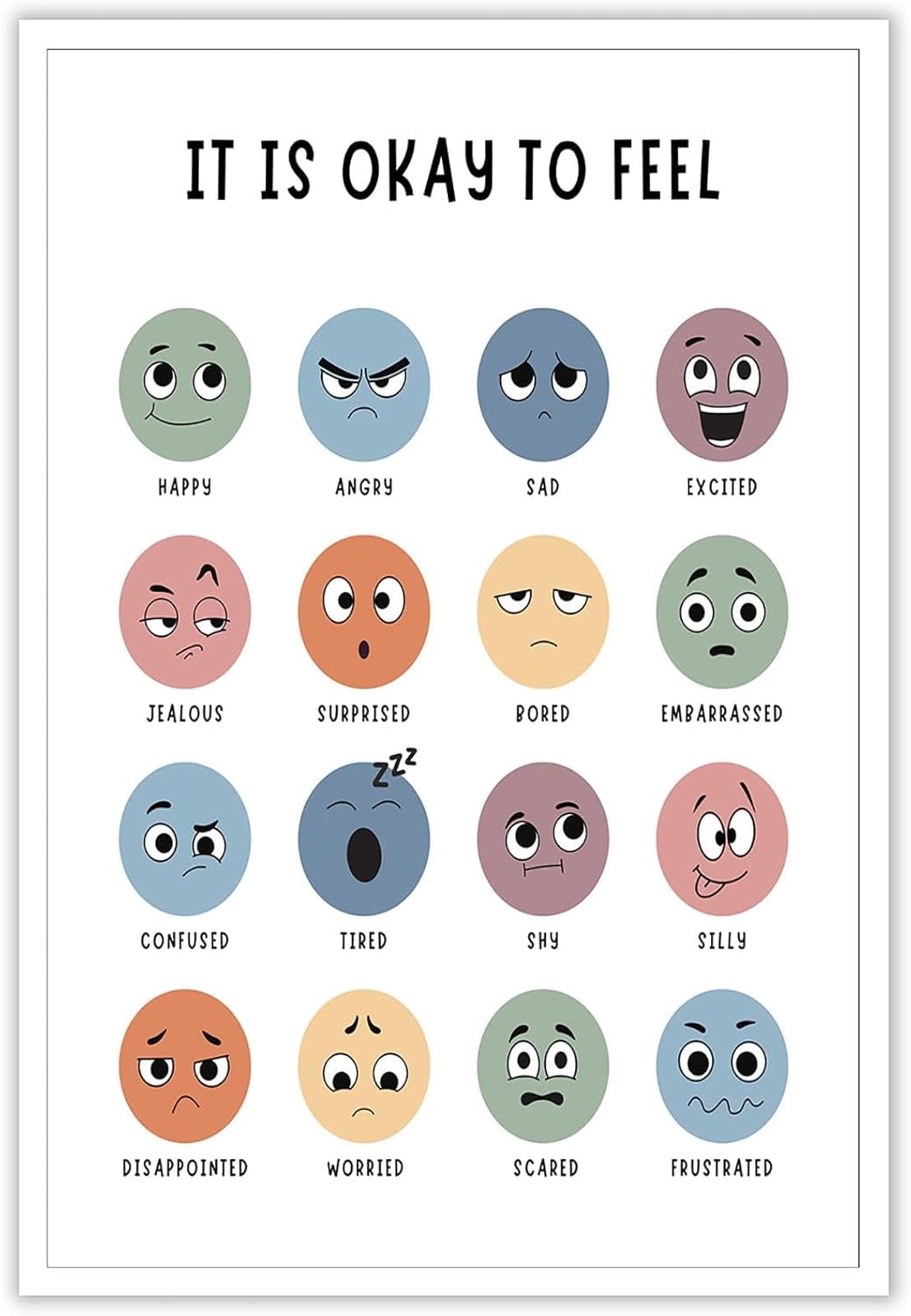 AABERIC It Is Okay To Feel Boho Canvas Wall Art Mental Health Playroom ...