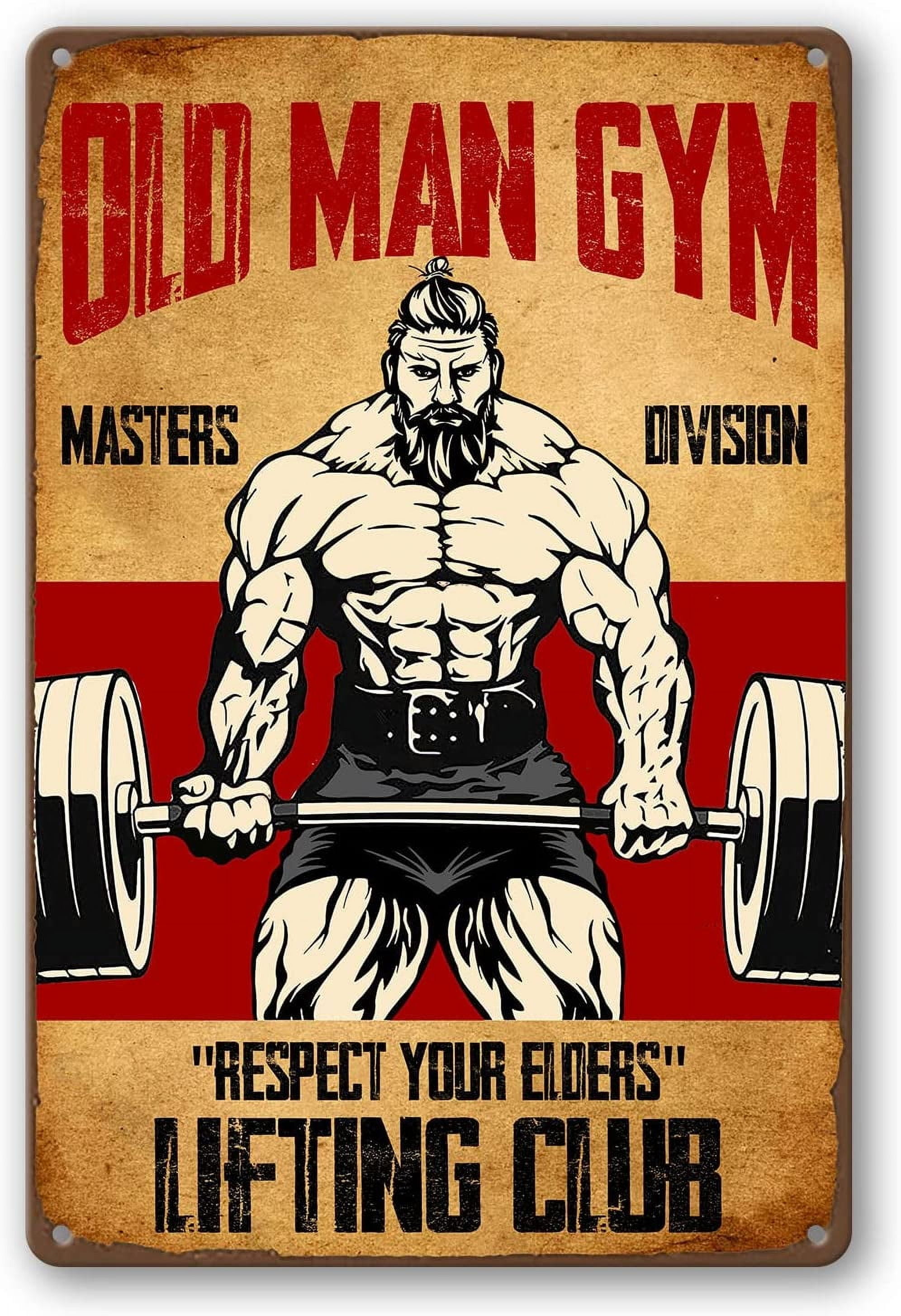 AABERIC Old Man Gym Tin Sign Weightlifting Signs For Home Gym Man ...
