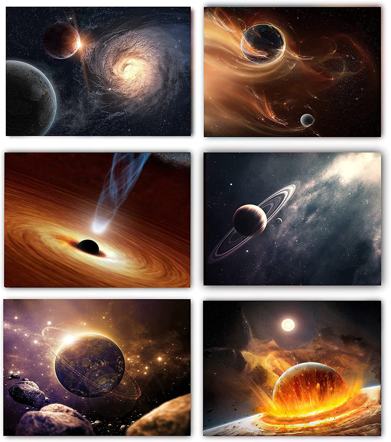AABERIC Outer Space Planet Wall Art Painting,for Bedroom, Livingroom, Bathroom Decor ，Posters ...