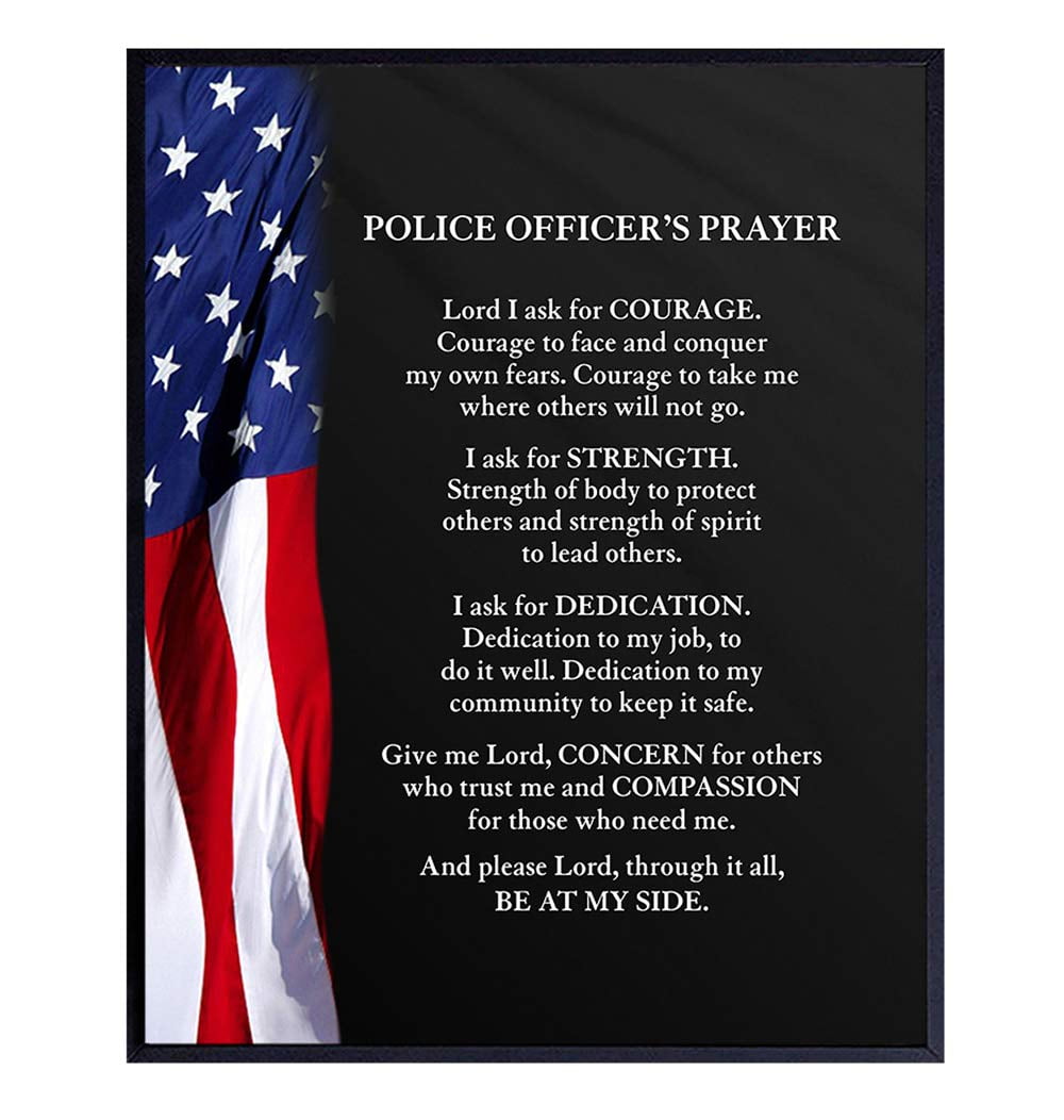 AABERIC Patriotic Flag Police Officer Prayer Wall Art Decor Picture for ...