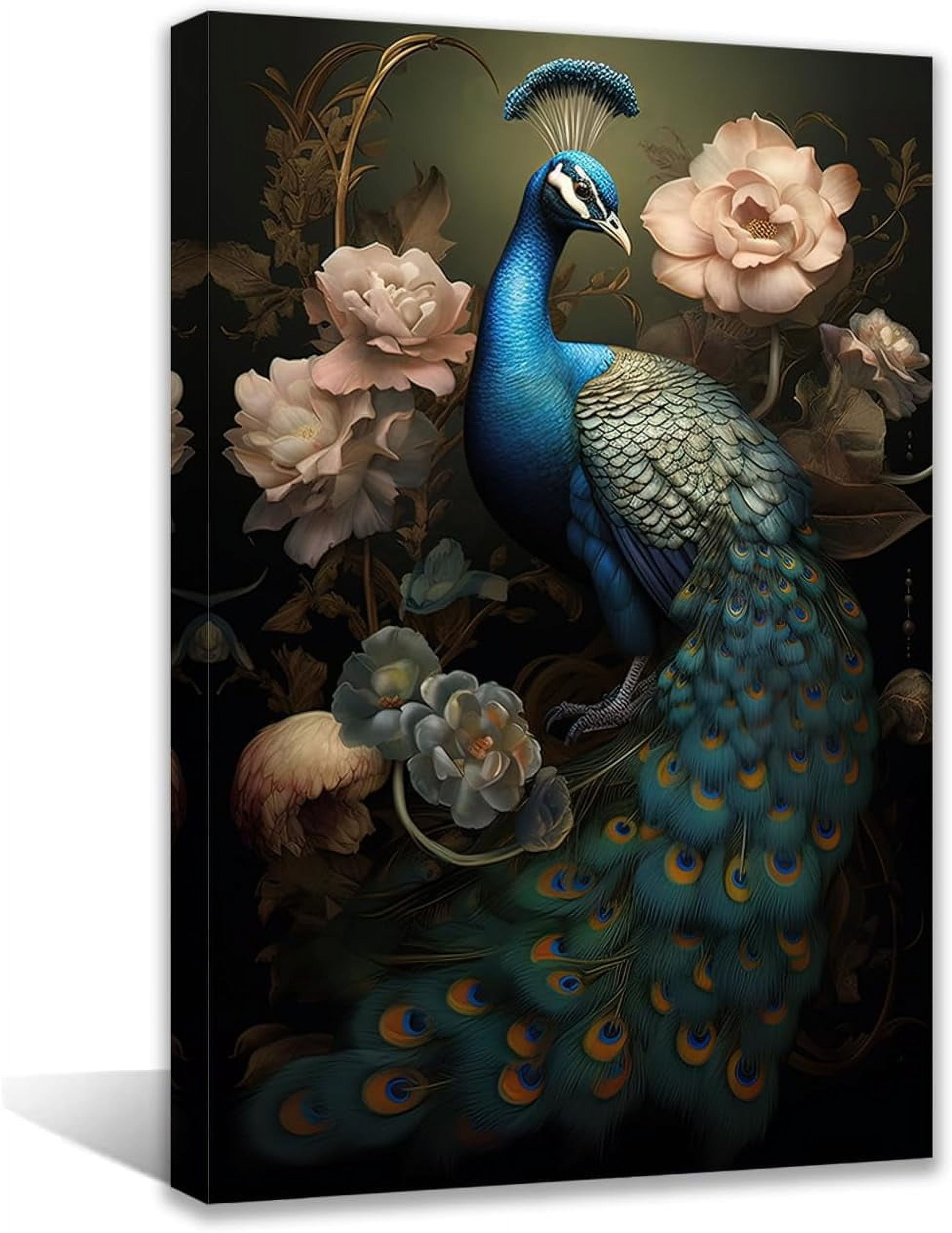 AABERIC Peacock Pictures Wall Decor Elegant Peacock Canvas Paintings ...