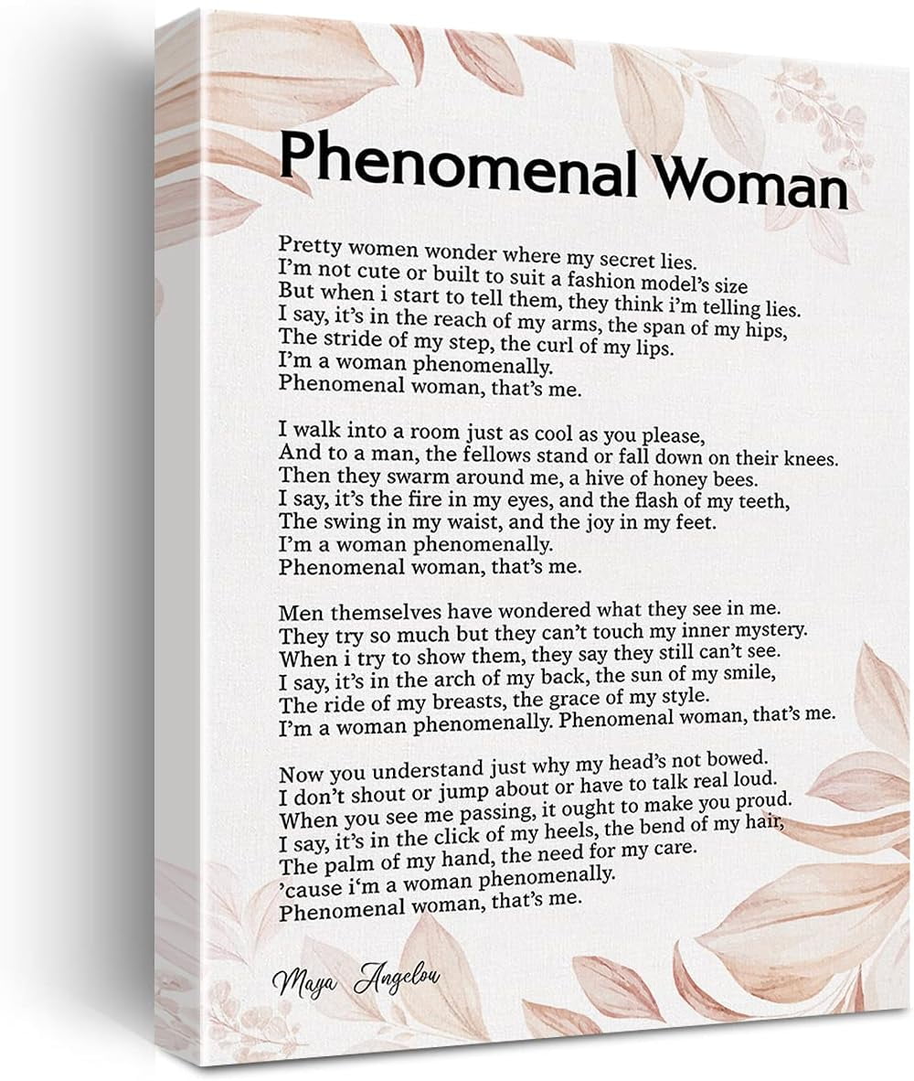 AABERIC Phenomenal Woman Canvas Wall Art Motivational Feminist Quote Canvas Print Artwork ...
