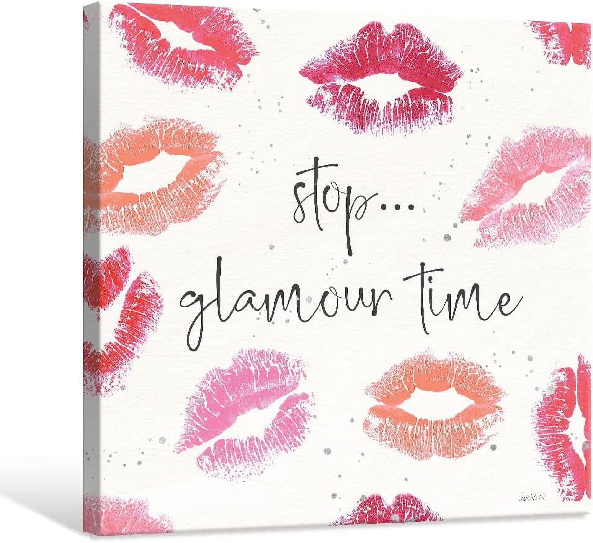 AABERIC Pink Preppy Wall Decor Red Lip Canvas Wall Art Sexy Lips ...