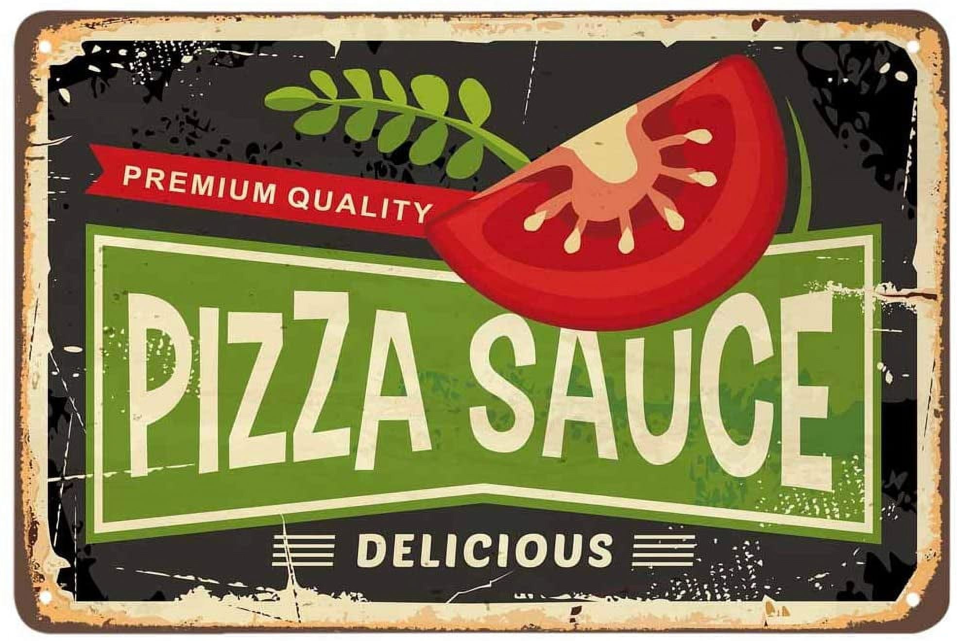 AABERIC Pizza Sauce Tin Sign,Delicious Food Tomatoes Leaf Parsley ...