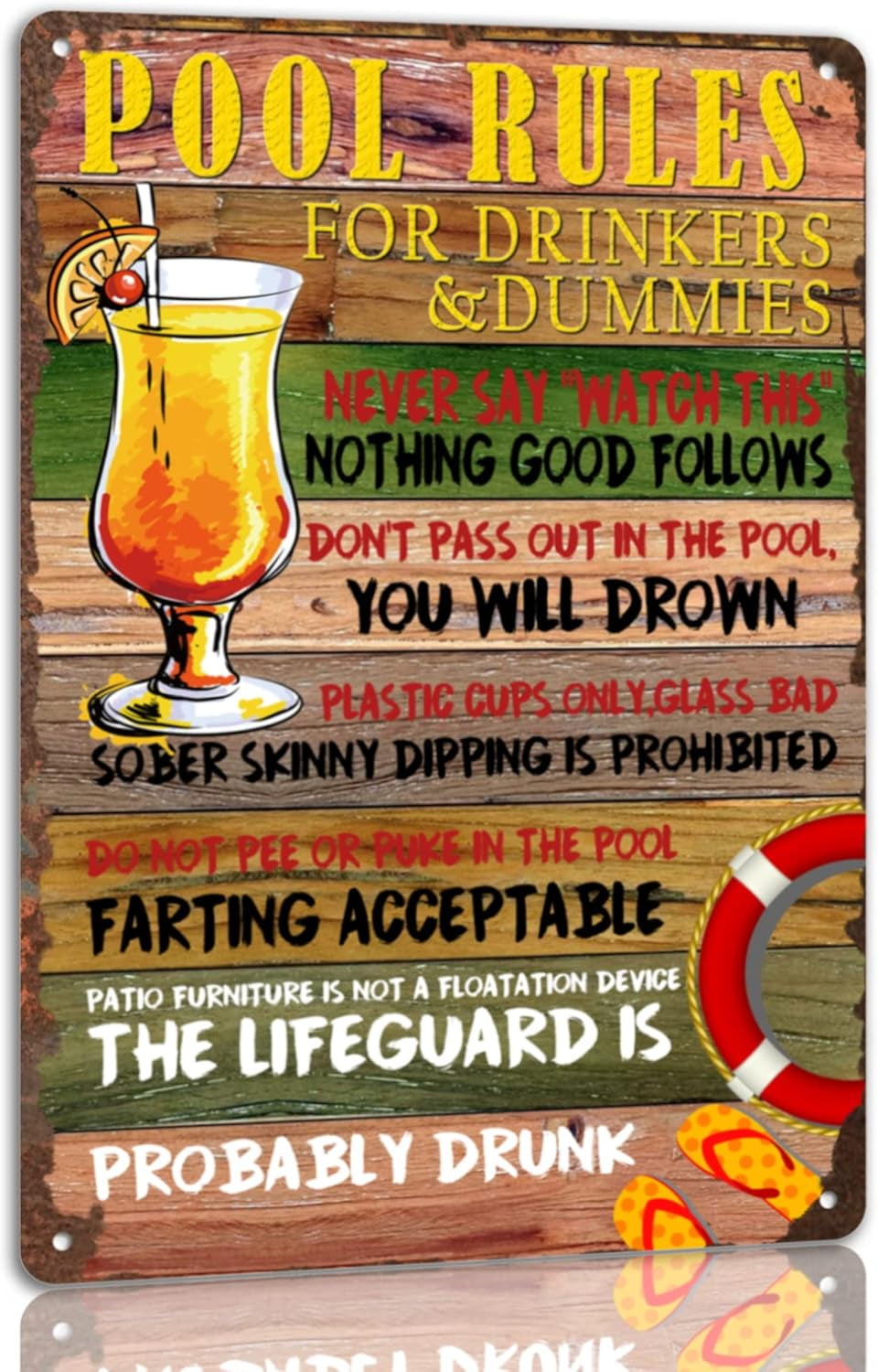 AABERIC Pool Rules Metal Sign Funny Swimming Pool Decor Tin Signs Wall ...