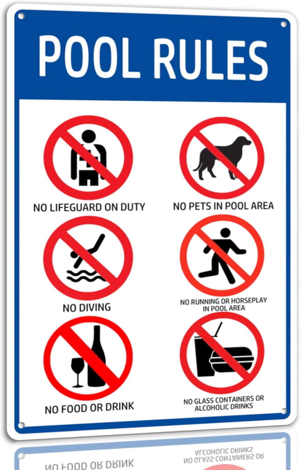 AABERIC Pool Rules Metal Tin Sign Funny Swimming Pool Decor Signs Home ...