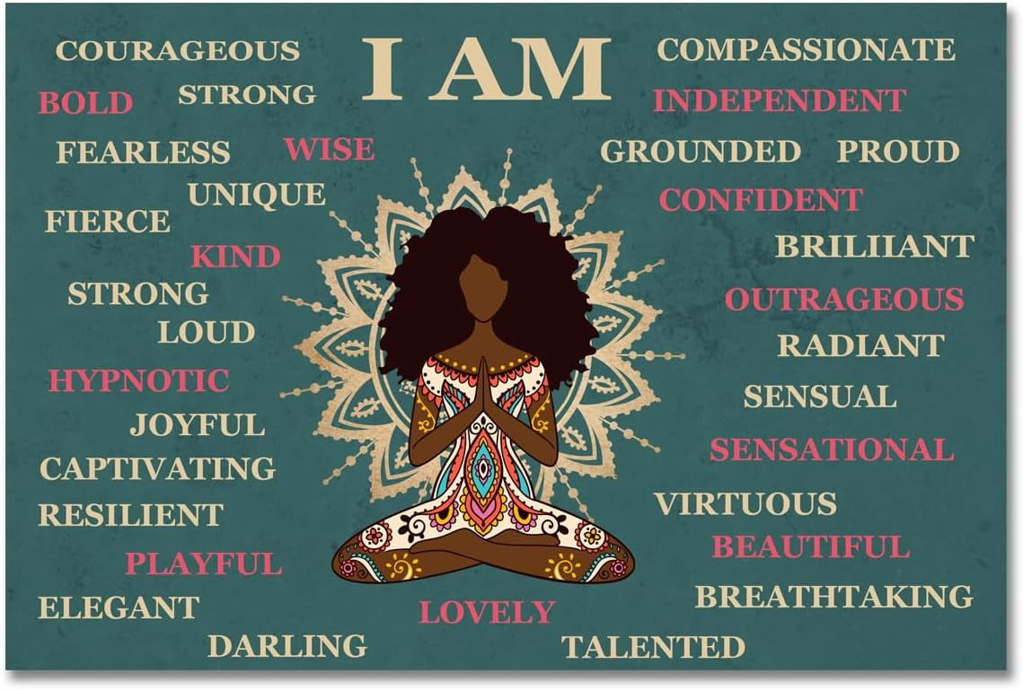 AABERIC Positive Affirmations Wall Art Inspirational Yoga Girl Poster ...