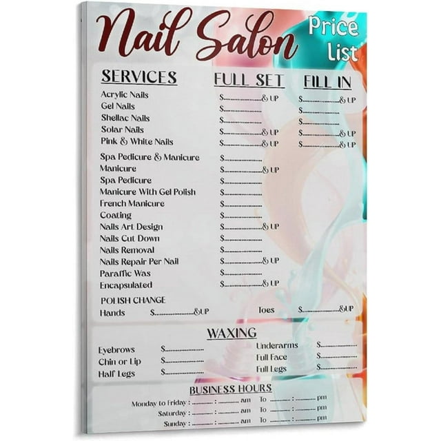 AABERIC Posters Nail Salon Price List Wall Art Nail Salon Poster ...
