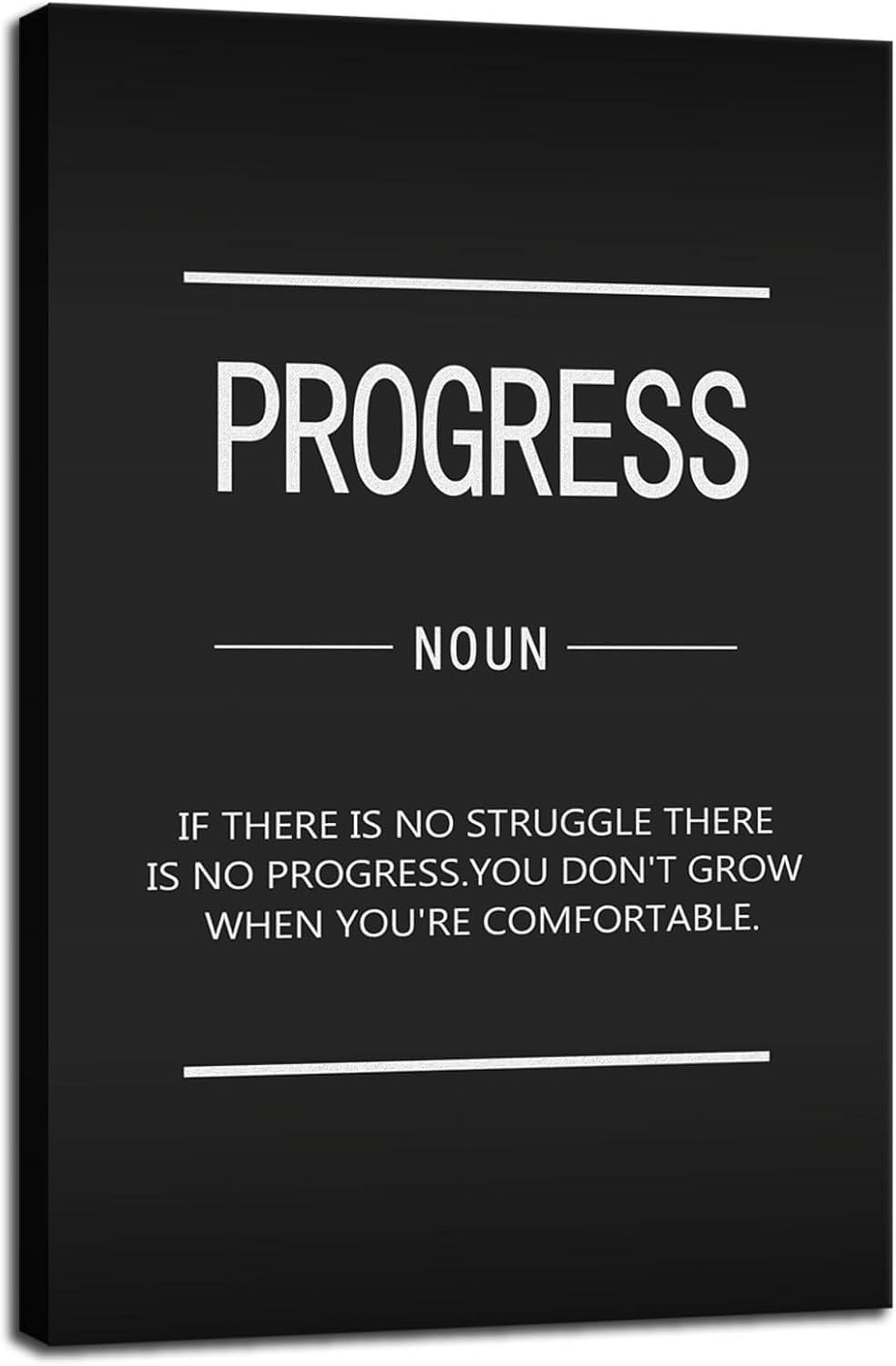 AABERIC Progress Noun Inspirational Canvas Wall Art Inspiring Painting ...