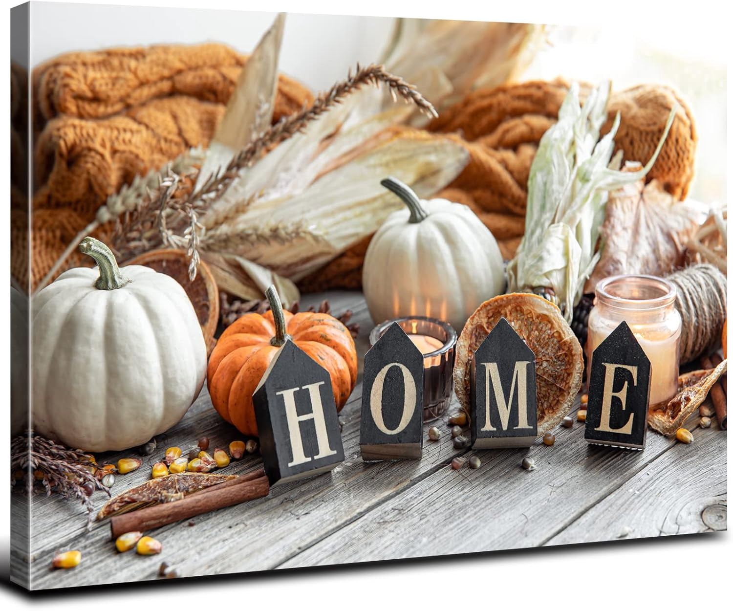AABERIC Pumpkin Wall Art Fall Autumn Pictures Thanksgiving Farm Scenic ...