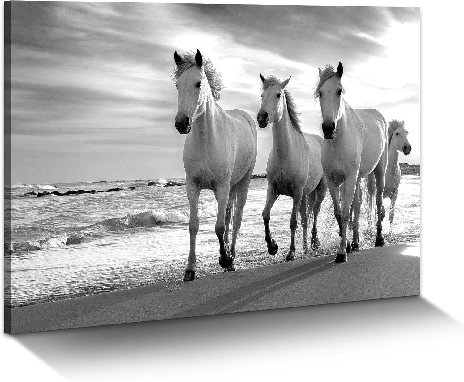 AABERIC Ranch Horse Canvas Wall Art: Black and White Equines Friendly ...