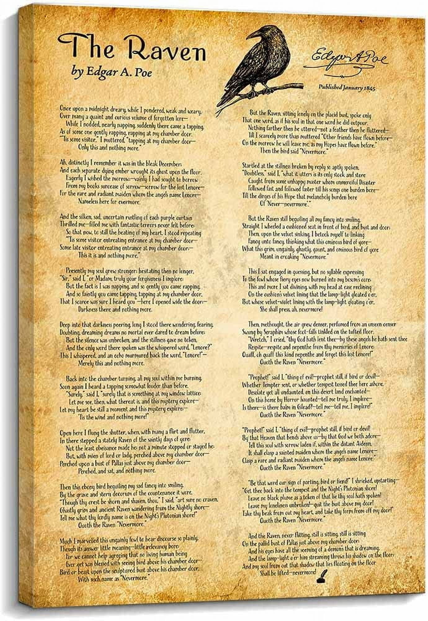 AABERIC The Raven Poem Wall Decor Edgar Allan Poe Quotes Wall Art ...