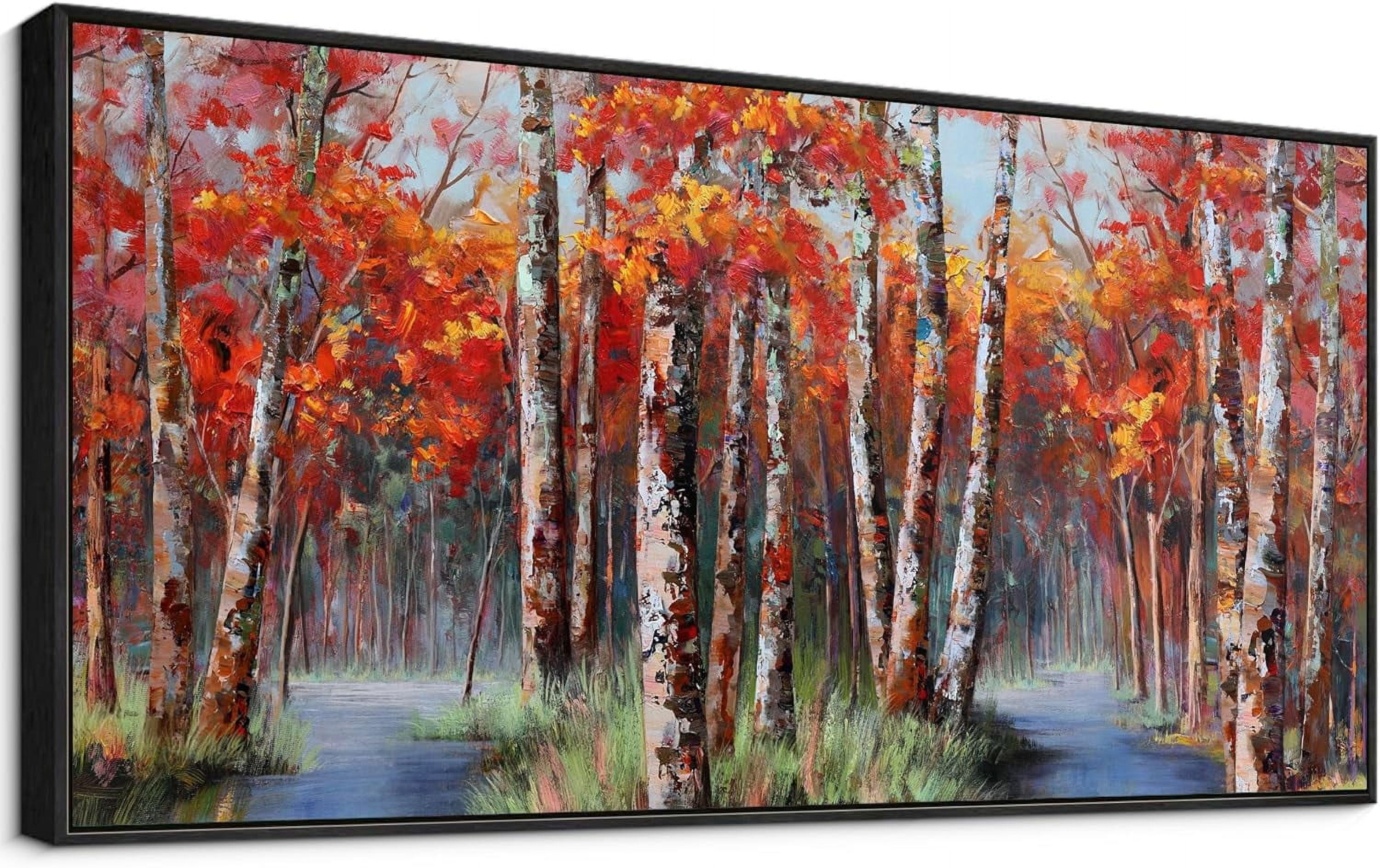 AABERIC Red Birch Tree Wall Art - Nature Forest Landscape Wall Decor ...