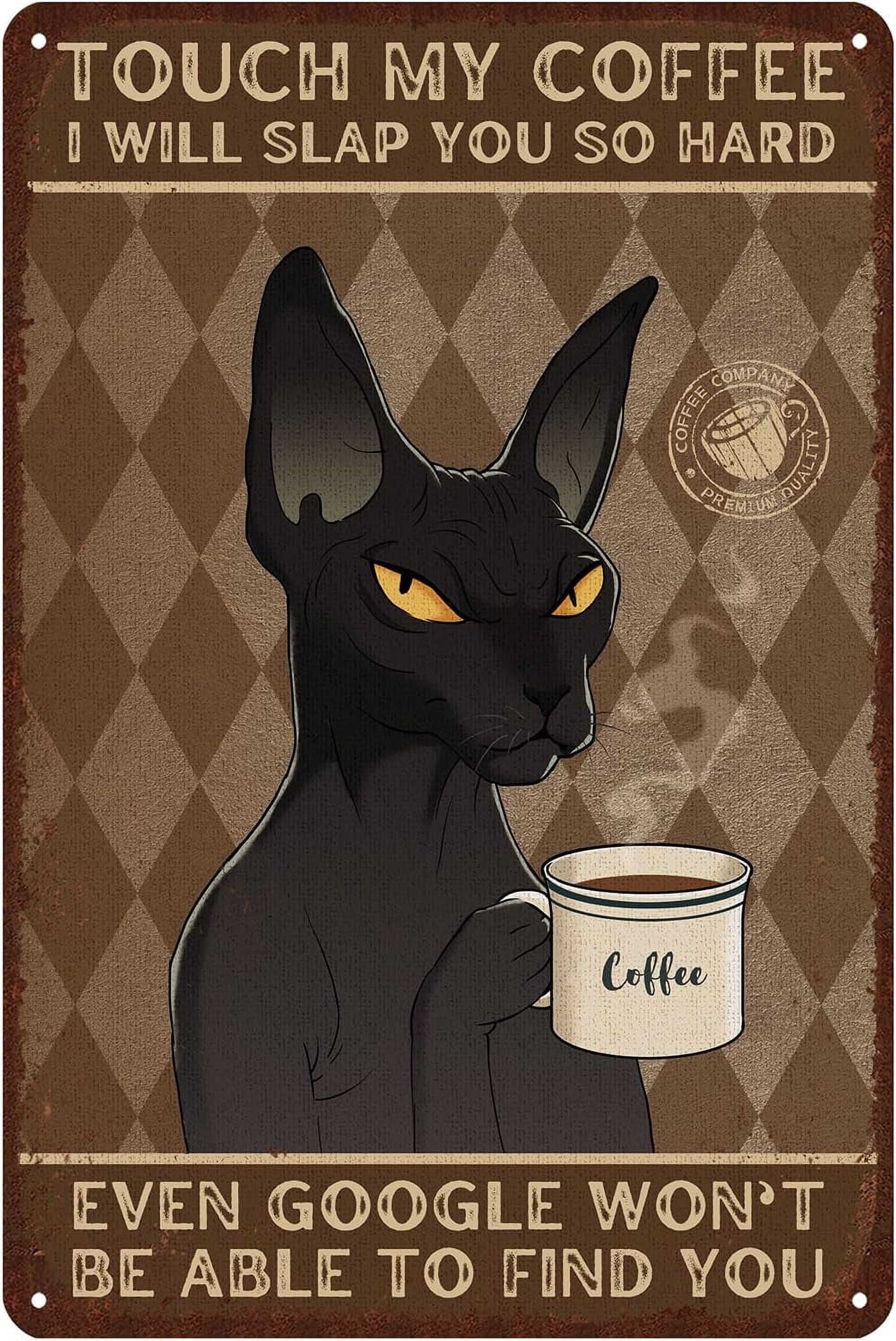 AABERIC Retro Cat Metal Sign Vintage Coffee Bar Tin Signs Funny Wall ...