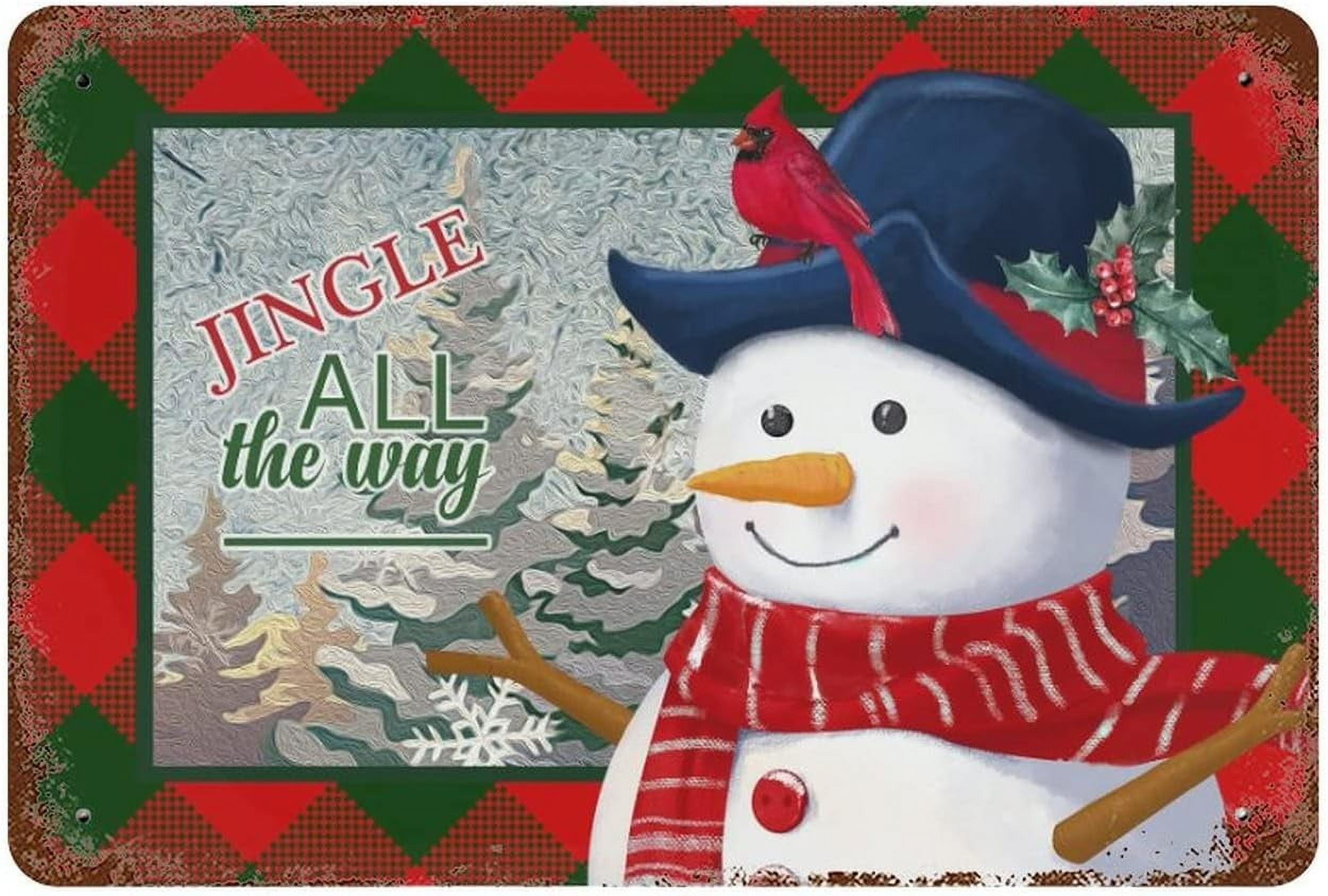 AABERIC Retro Christmas Snowman Metal Sign Jingle All The Way Vintage ...