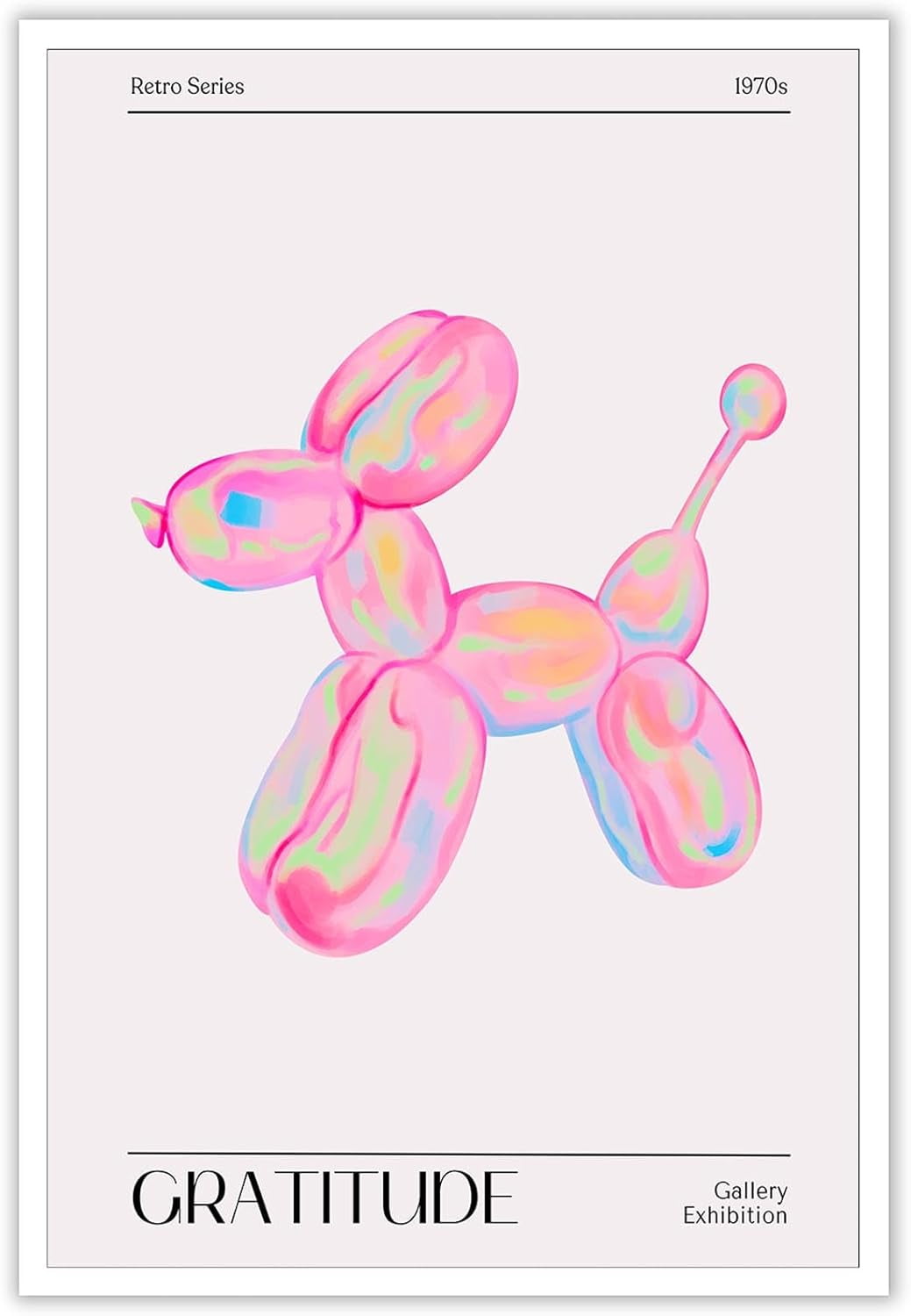 AABERIC Retro Colorful Holographic Dog Balloon Poster Funky Playful ...