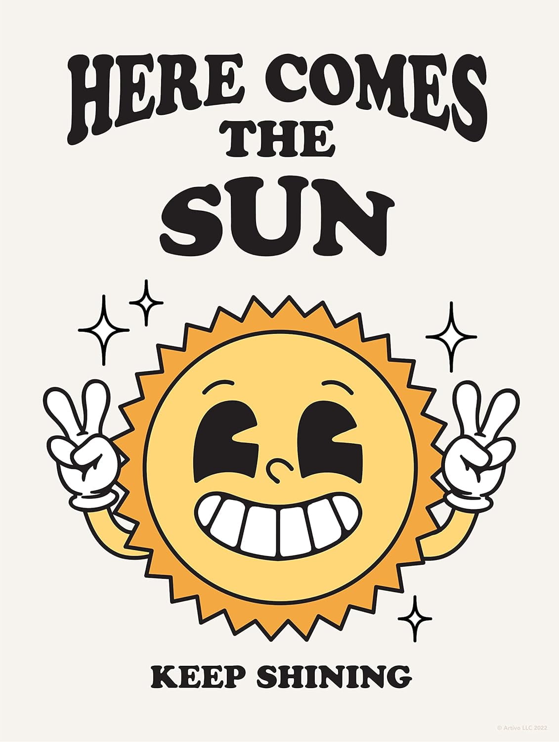 AABERIC Retro Sun Poster Wall Art Print Sunshine Cute Room Décor Retro ...