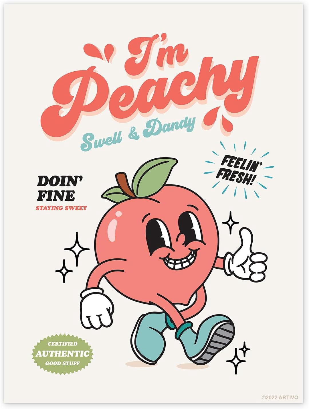 AABERIC Retro Wall Art I'm Peachy Character Poster Nostalgic Retro ...
