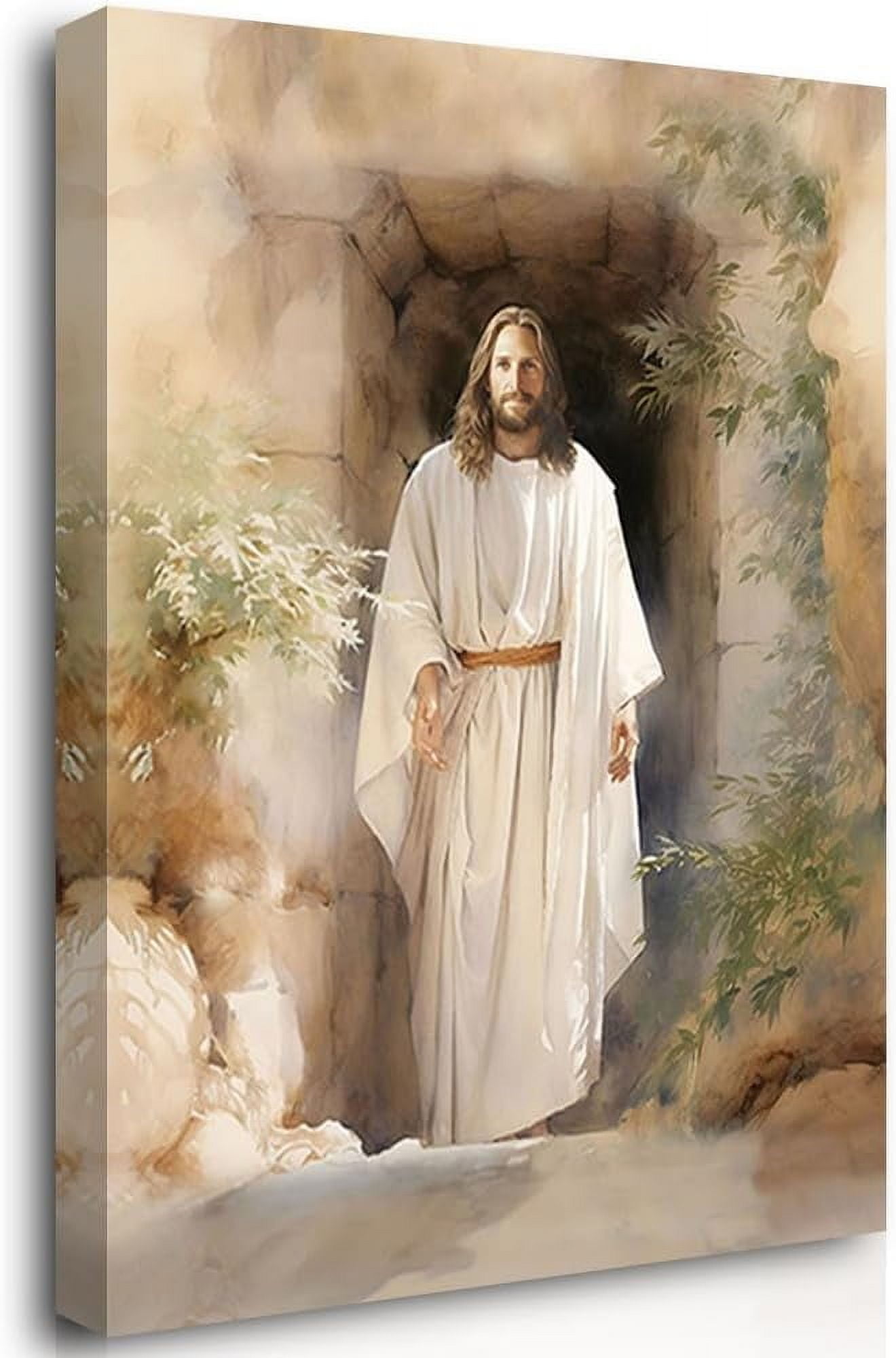 AABERIC He is Risen Christ Watercolor Painting Resurrection Leaving Empty Tomb Christian Wall ...