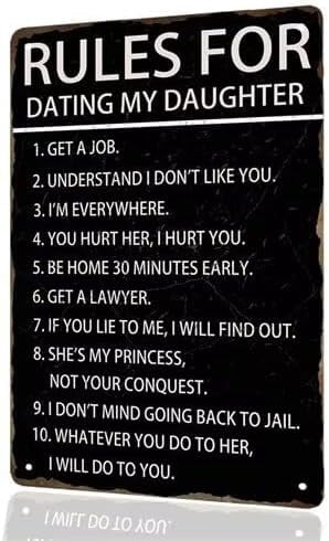AABERIC Rules For Dating My Daughter Wall Art Decor - Funny Sign Print ...