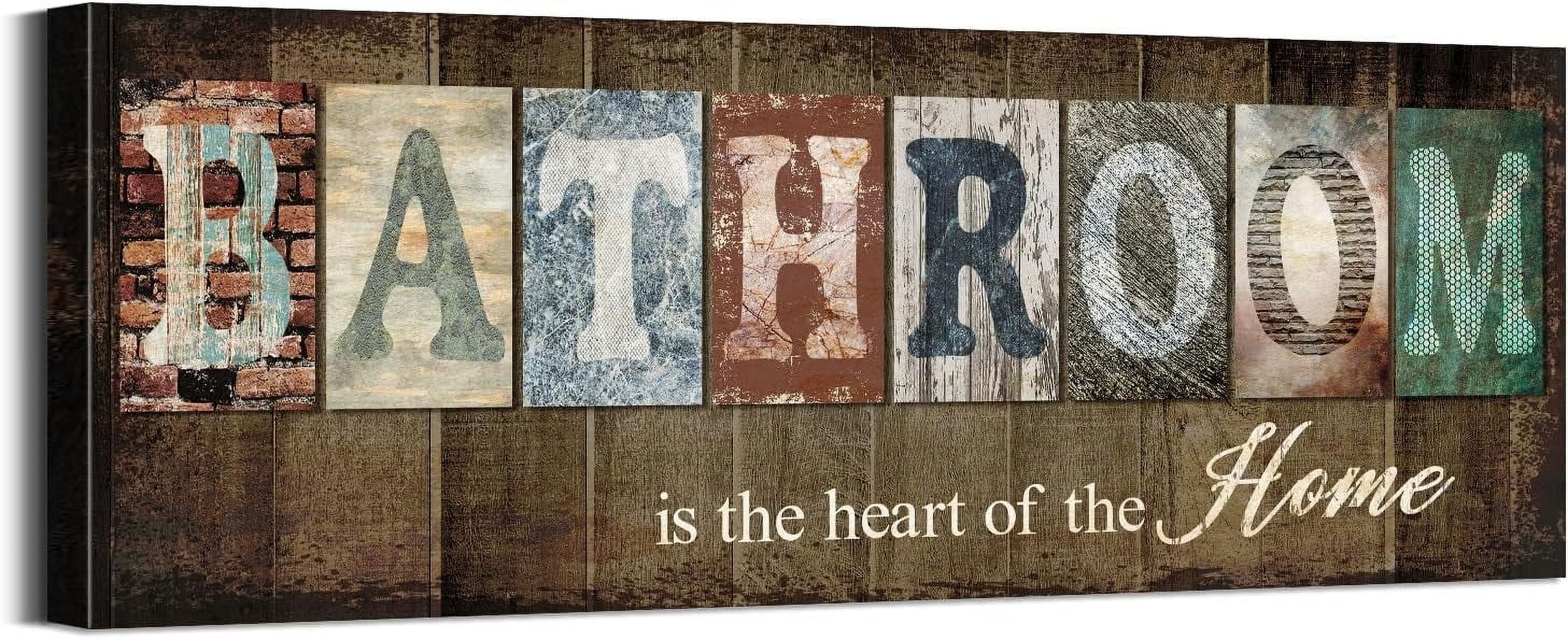 AABERIC Rustic Bathroom Wall Art Canvas Painting Inspirational ...
