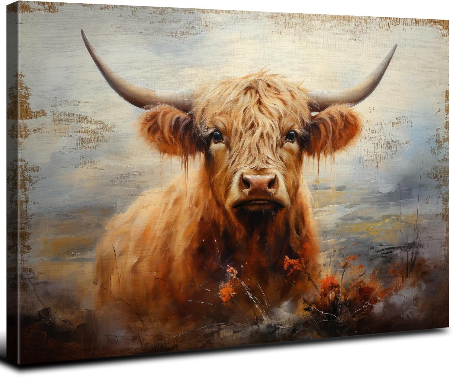 AABERIC Rustic Highland Cow Wall Art Farmhouse Scottish Posters Vintage ...