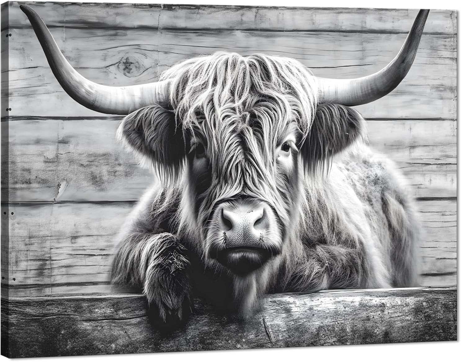 AABERIC Rustic Highland Cow Wall Art Scottish Cattle Print for Bedroom ...
