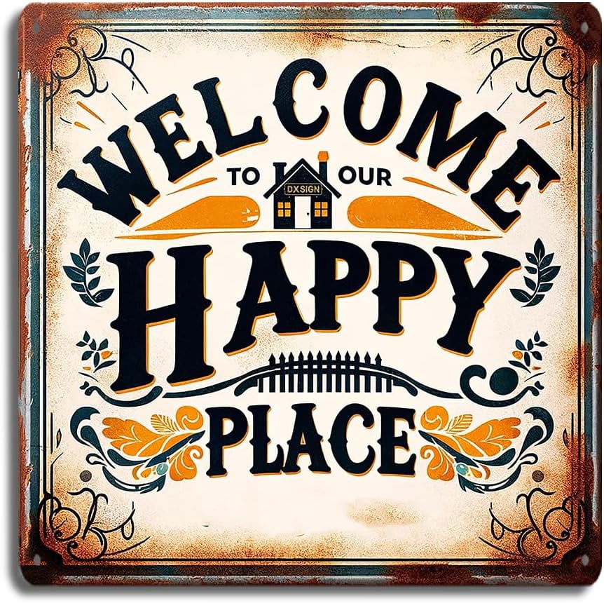 AABERIC Rustic Home Welcome Sign 8x8 inch \u2013 Vintage Metal Tin Wall ...