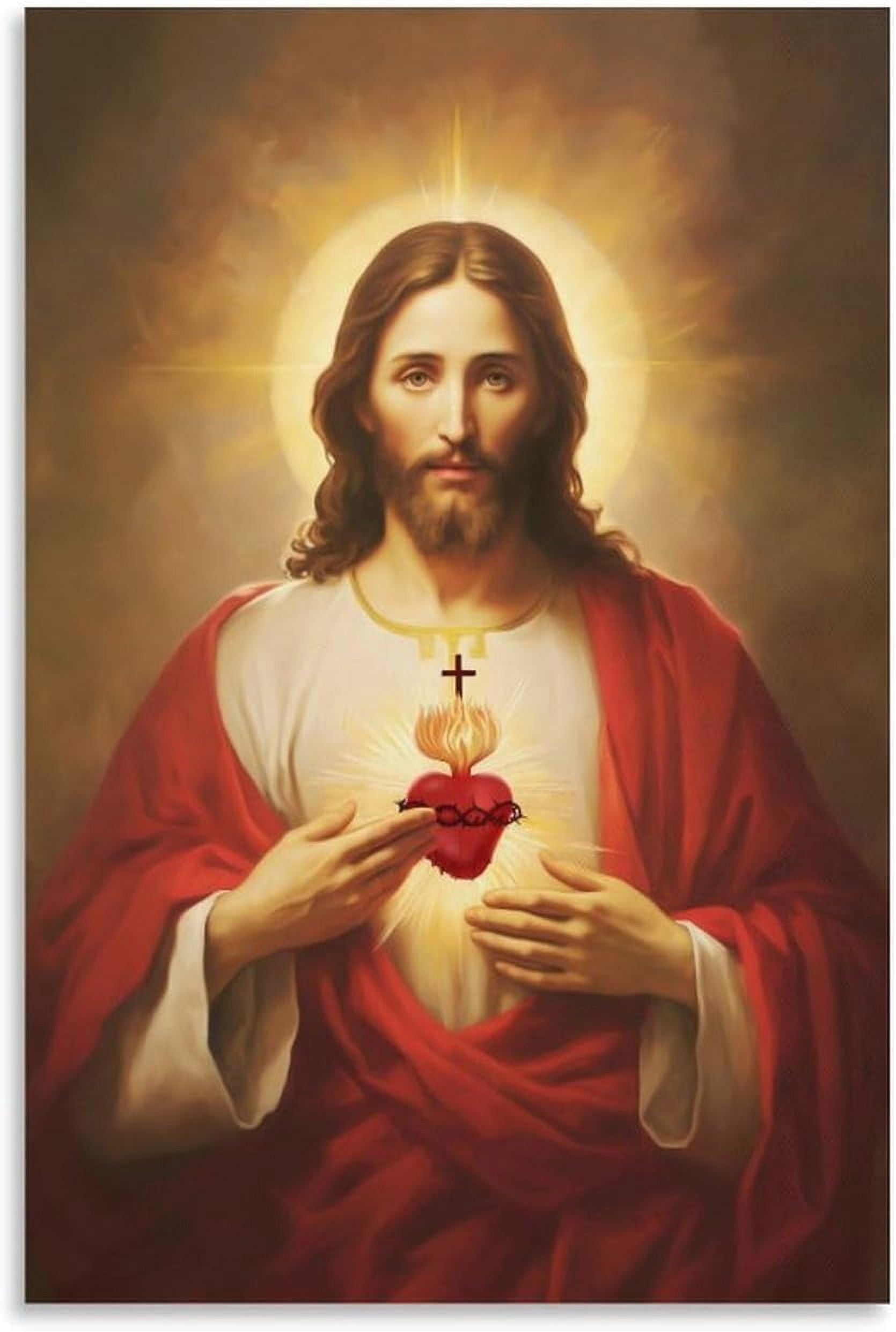 AABERIC Sacred Heart of Jesus Poster Christ Picture Religious Catholic ...