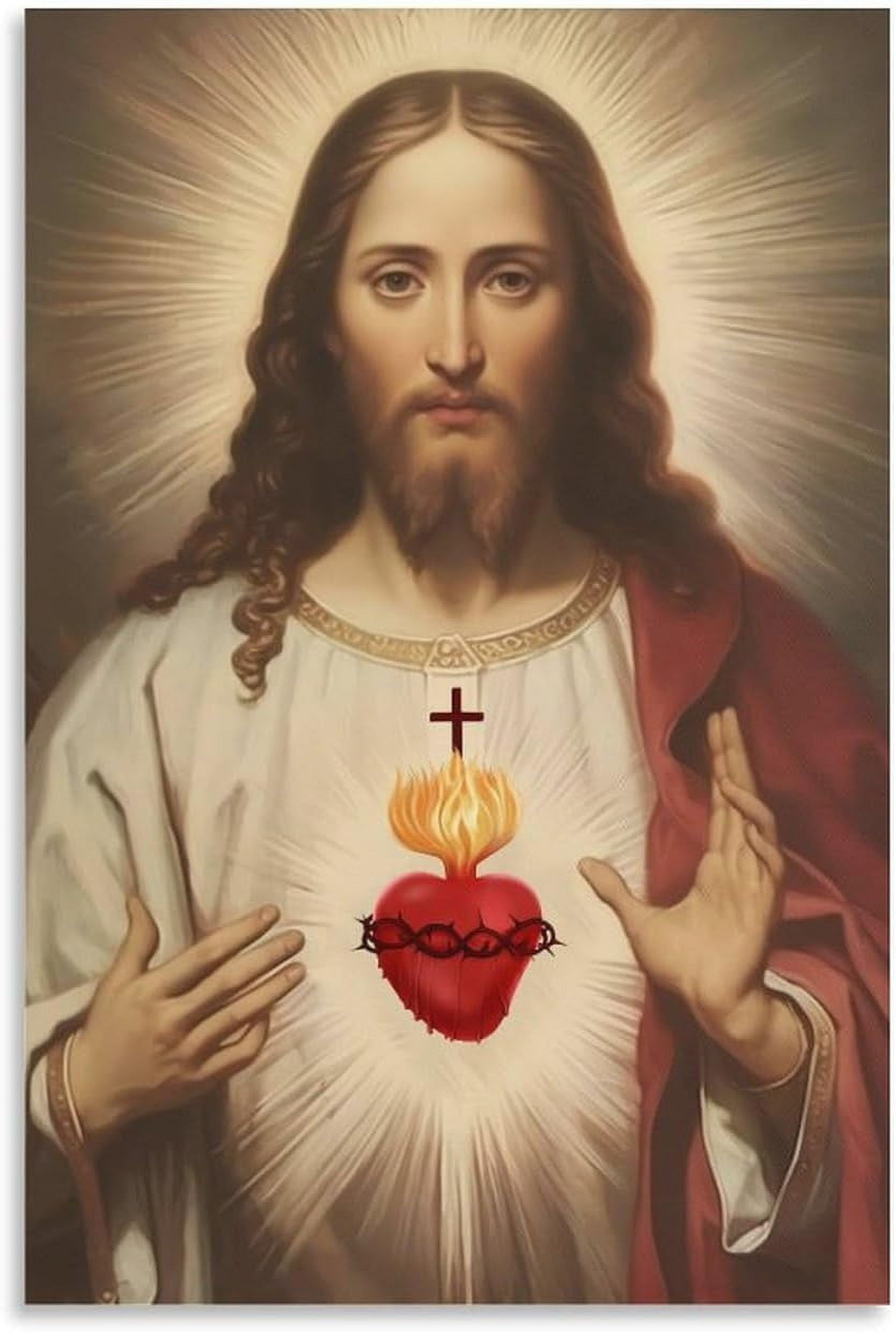 AABERIC Sacred Heart of Jesus Poster Christ Picture Religious Catholic ...