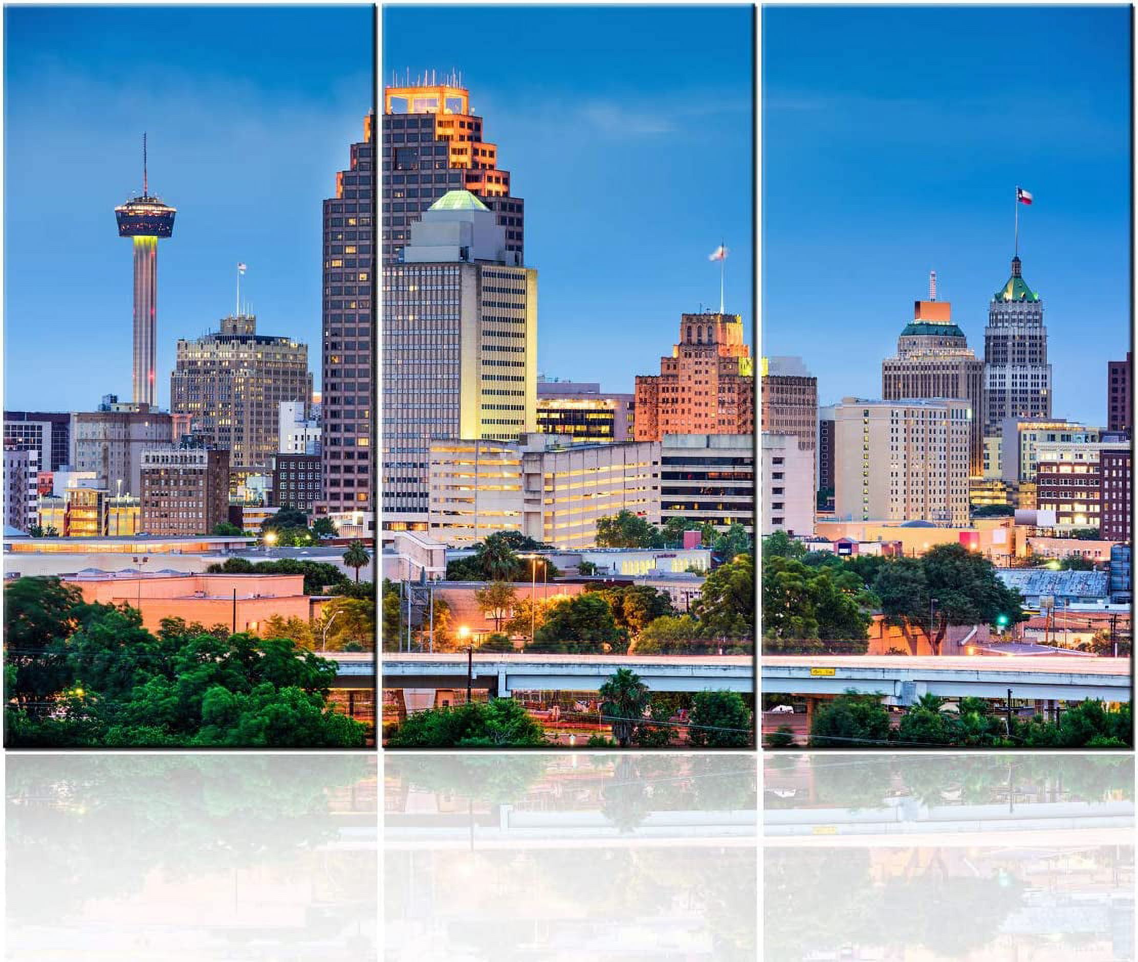 AABERIC San Antonio Sundown Canvas Print, Large Wall City Landscape ...