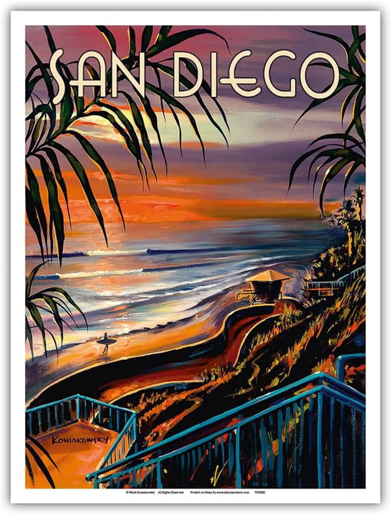 AABERIC San Diego - California Sunset - Vintage Travel Poster by Wade ...