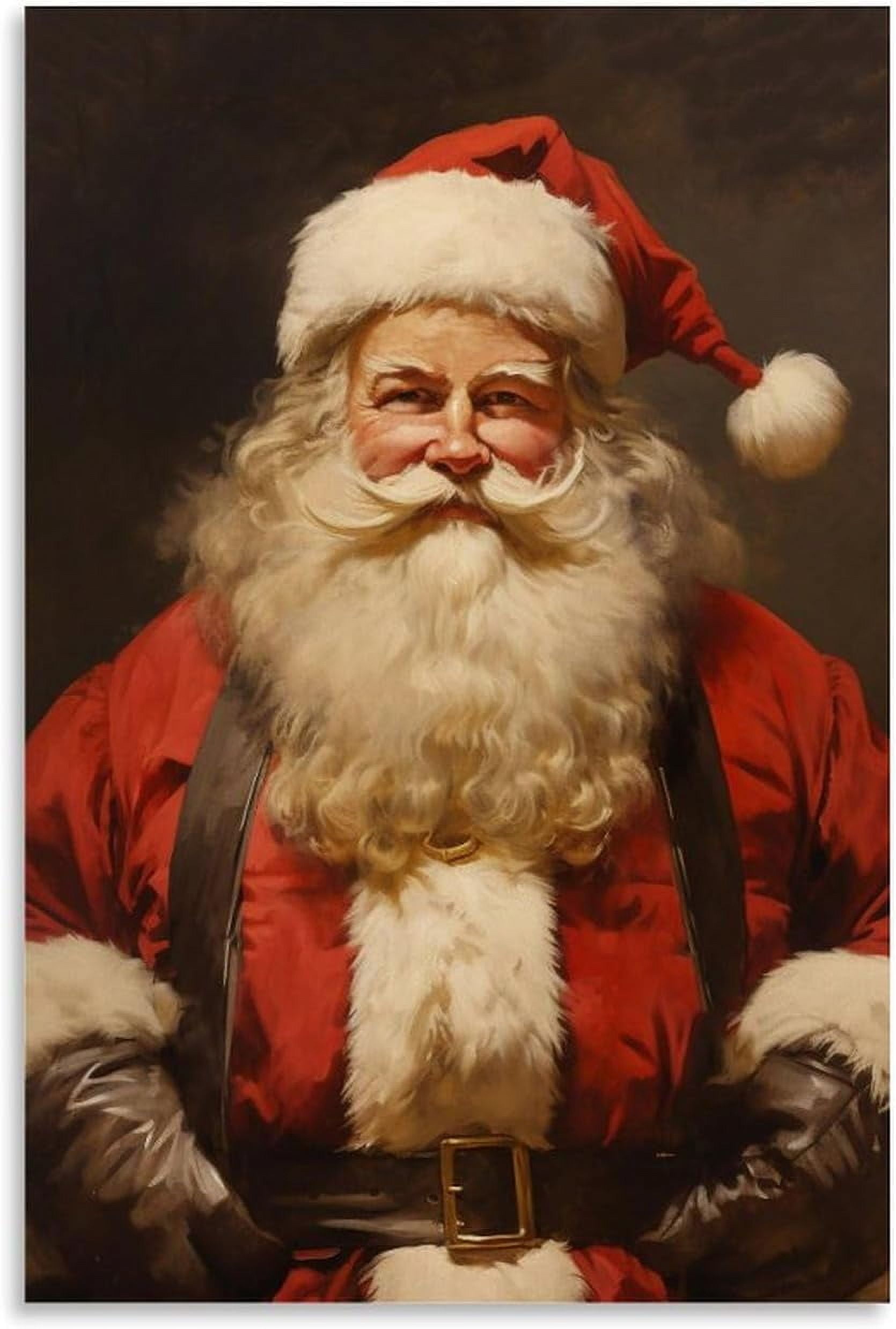AABERIC Santa Claus Picture Vintage Christmas Canvas Wall Art Xmas ...