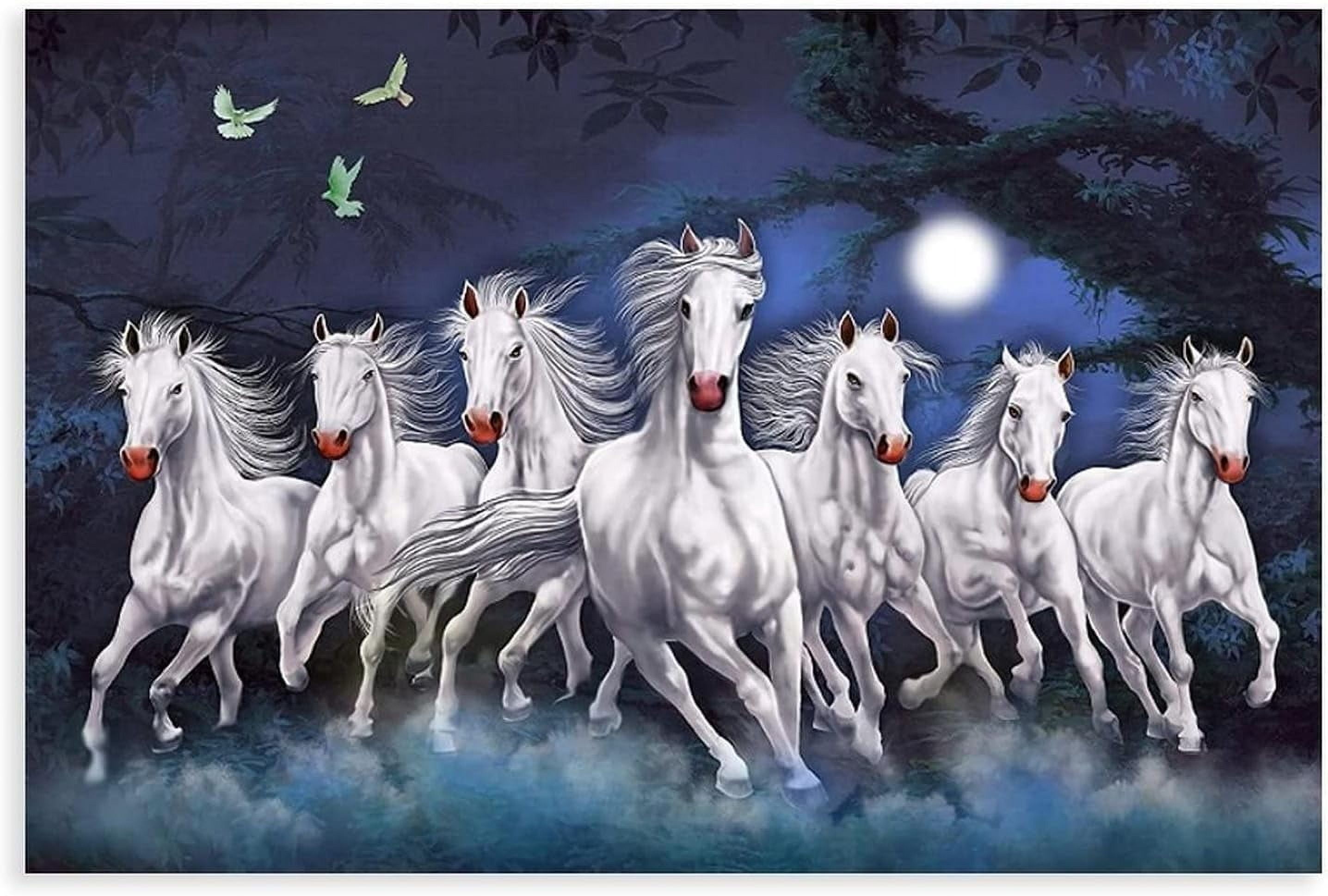 AABERIC Seven Lucky Running Wild Horses Art Animal Wall Art Running ...