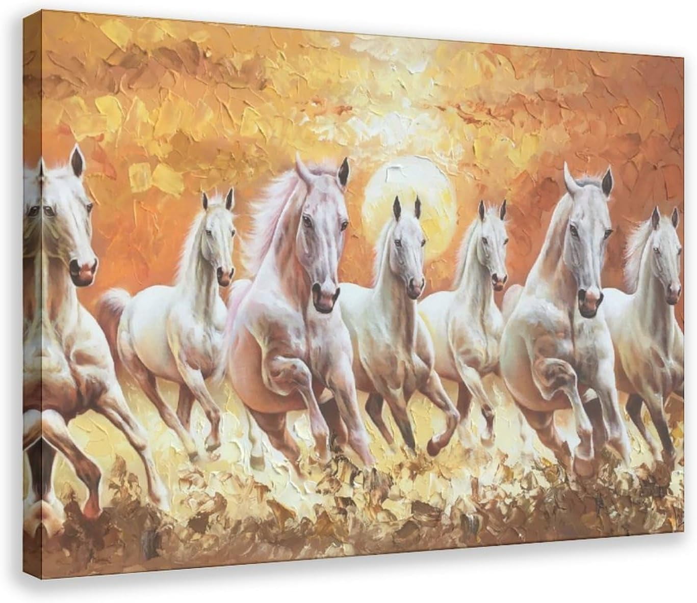 AABERIC Seven Lucky Running Wild Horses Art Animal Wall Art Running ...