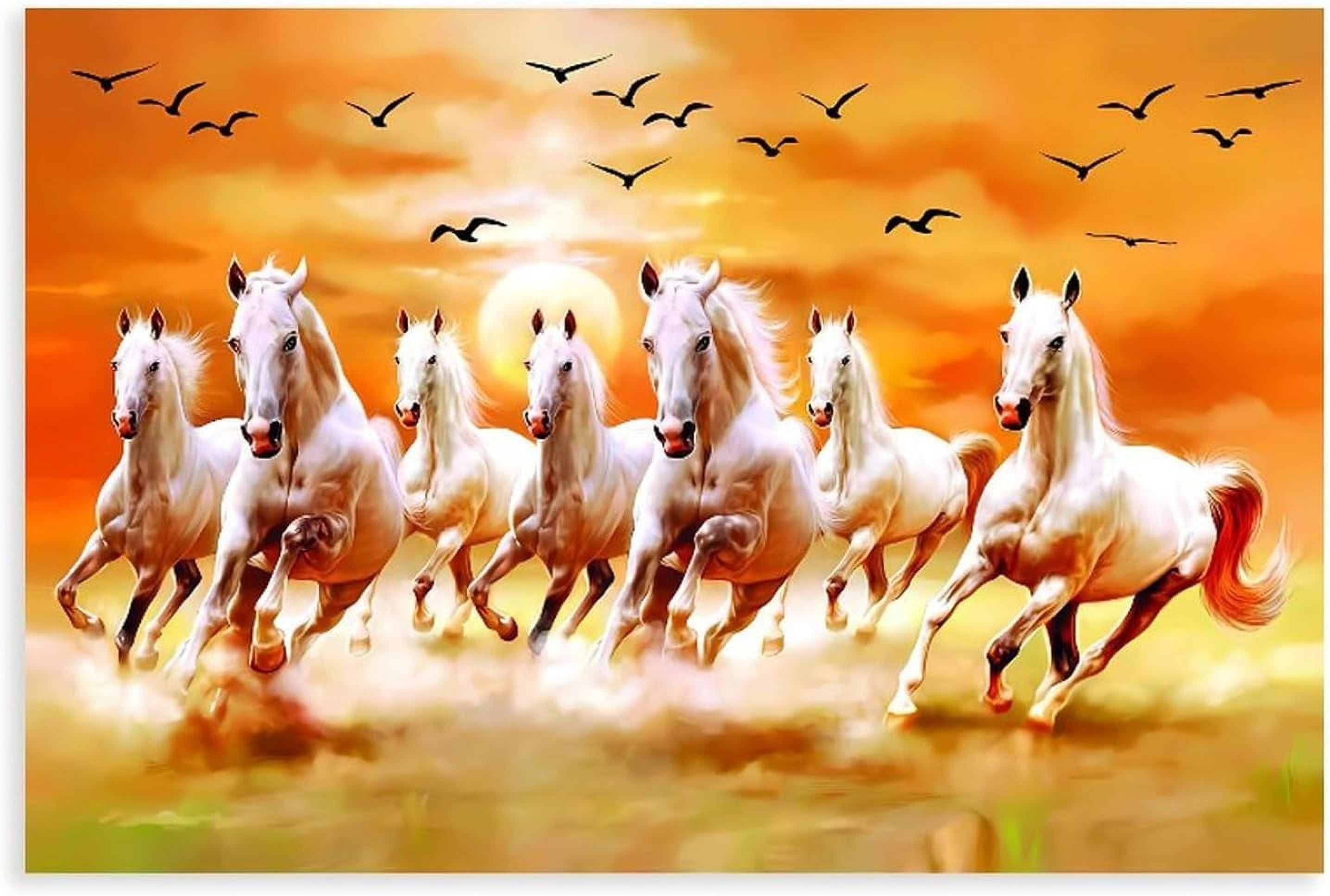 AABERIC Seven Lucky Running Wild Horses Art Animal Wall Art Running Horses Wall Posters 1 Canvas ...