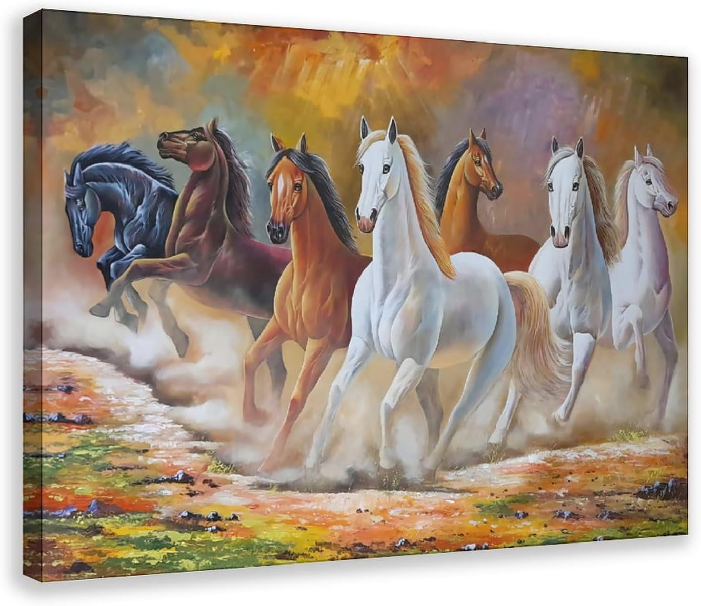 AABERIC Seven Lucky Running Wild Horses Art Animal Wall Art Running ...