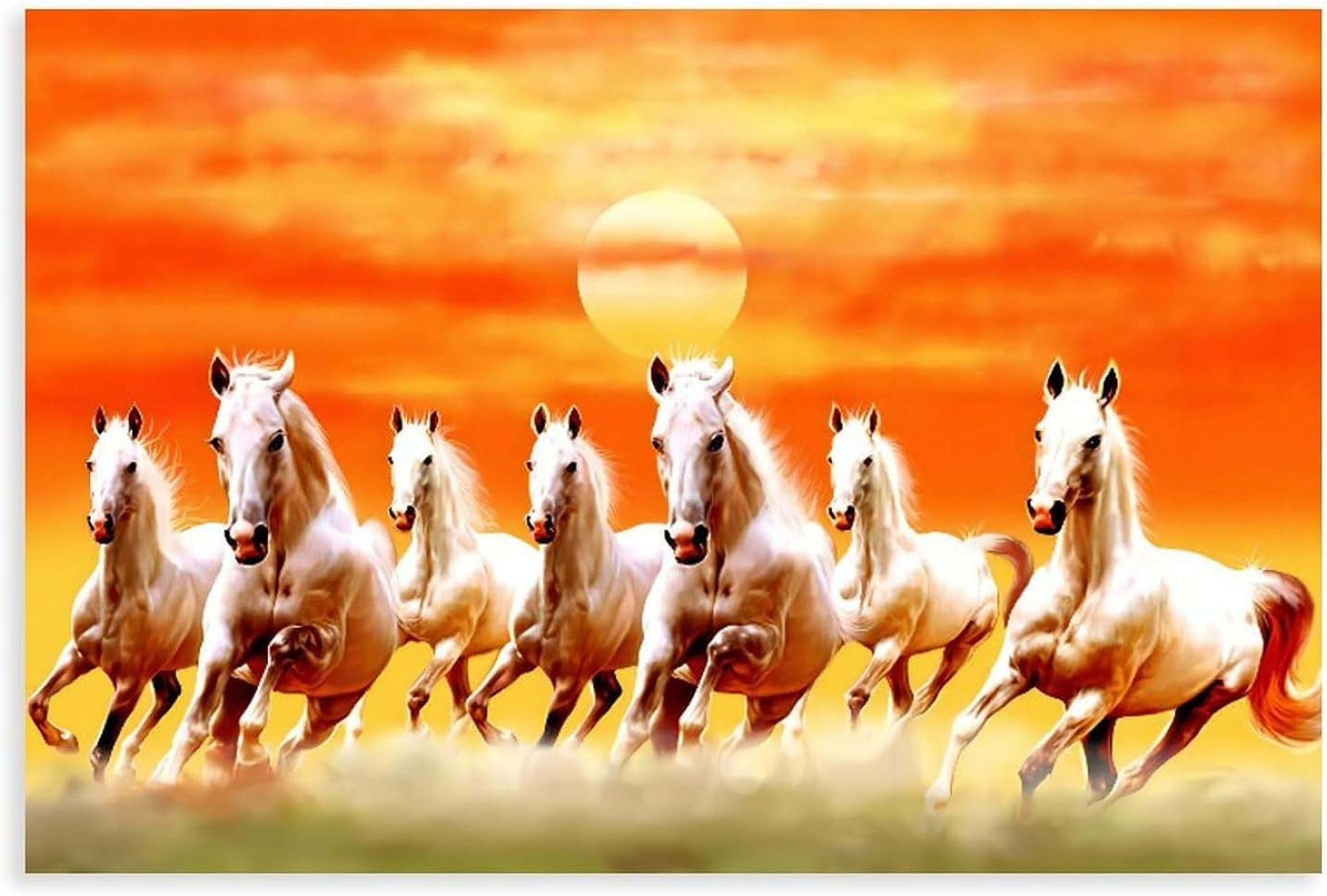 AABERIC Seven Lucky Running Wild Horses Art Animal Wall Art Running ...