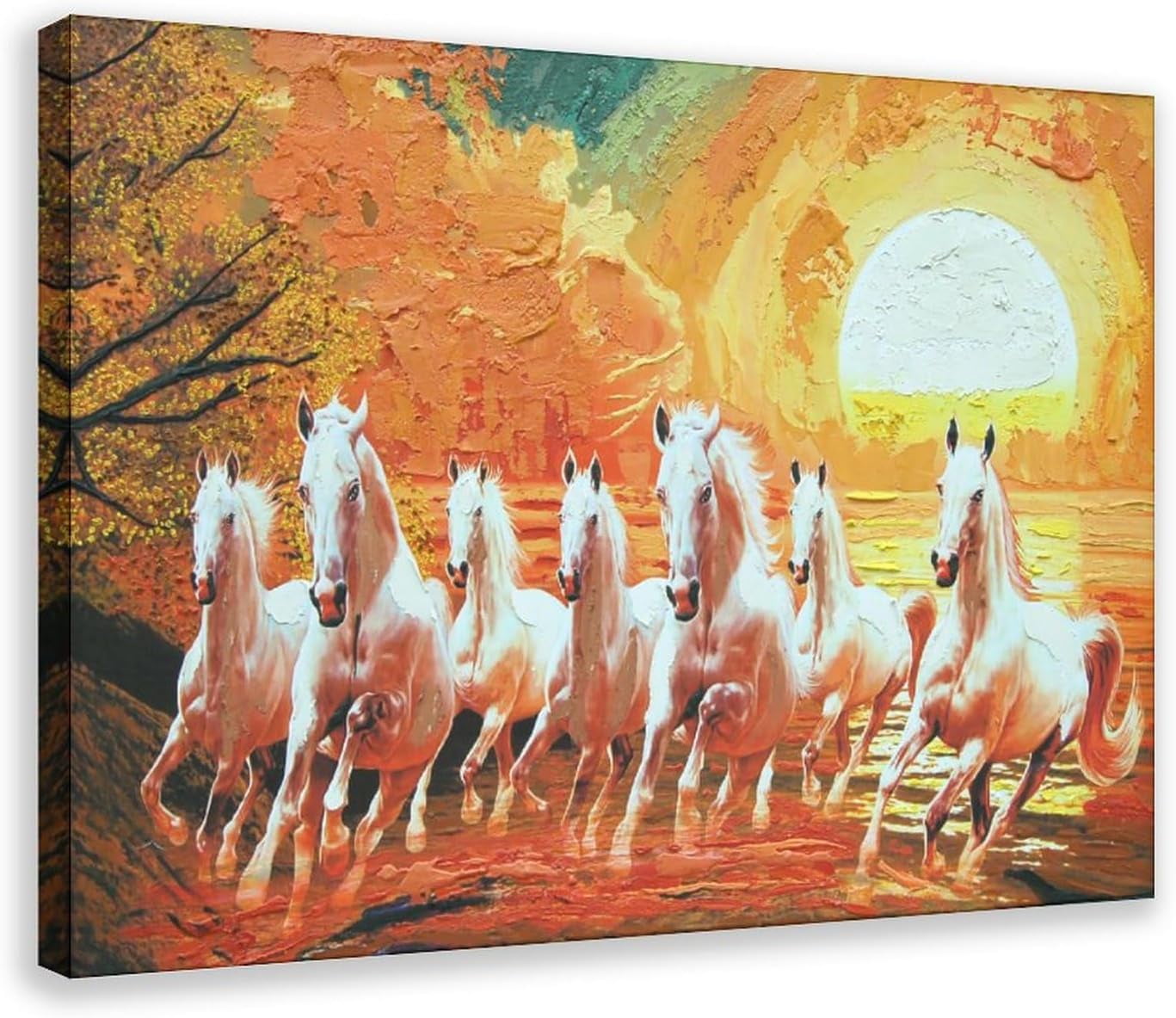 AABERIC Seven Lucky Running Wild Horses Art Animal Wall Art Running ...
