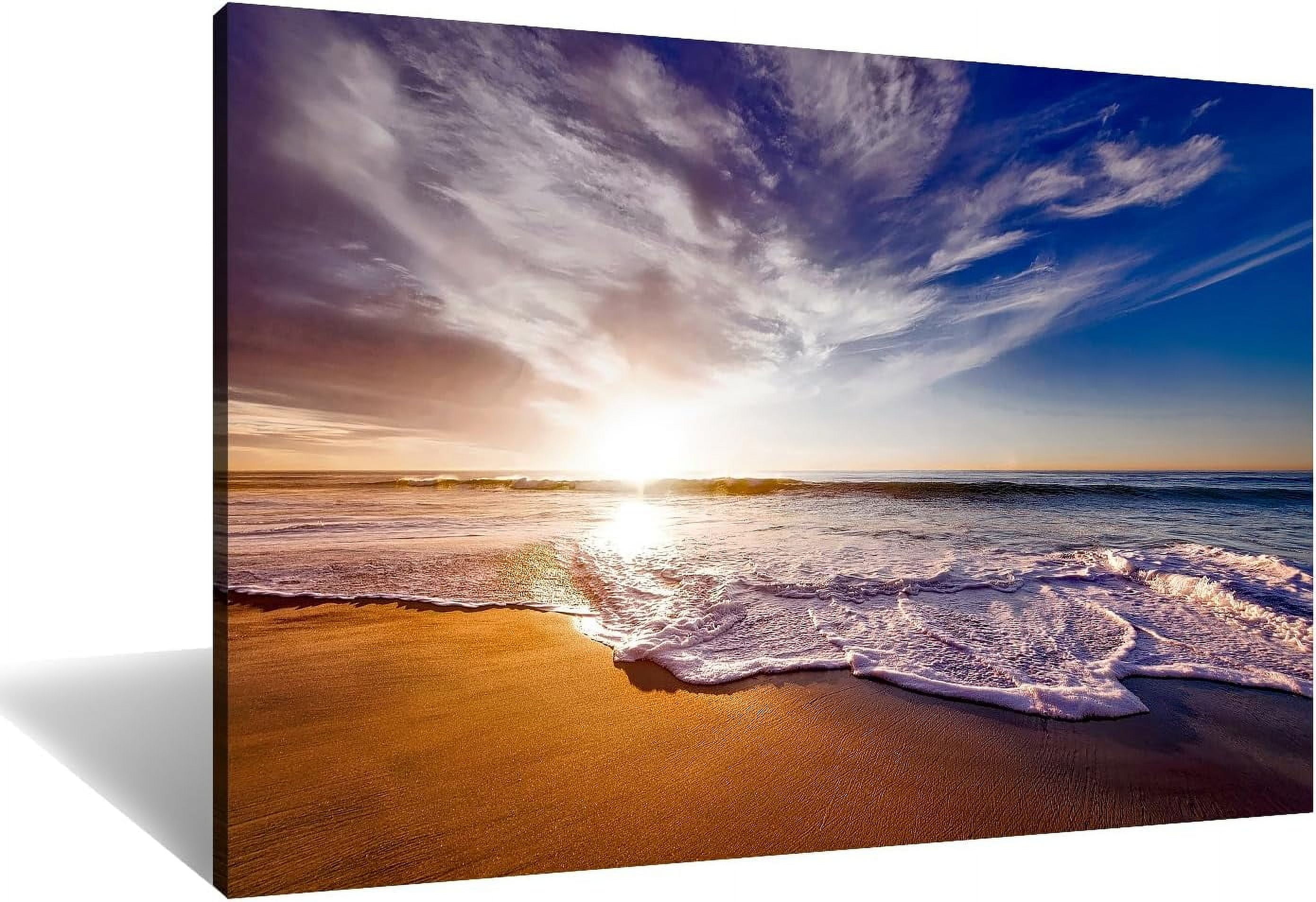 AABERIC Shark Wall Art Blue Painting Shark Catching Fish Picture Print ...