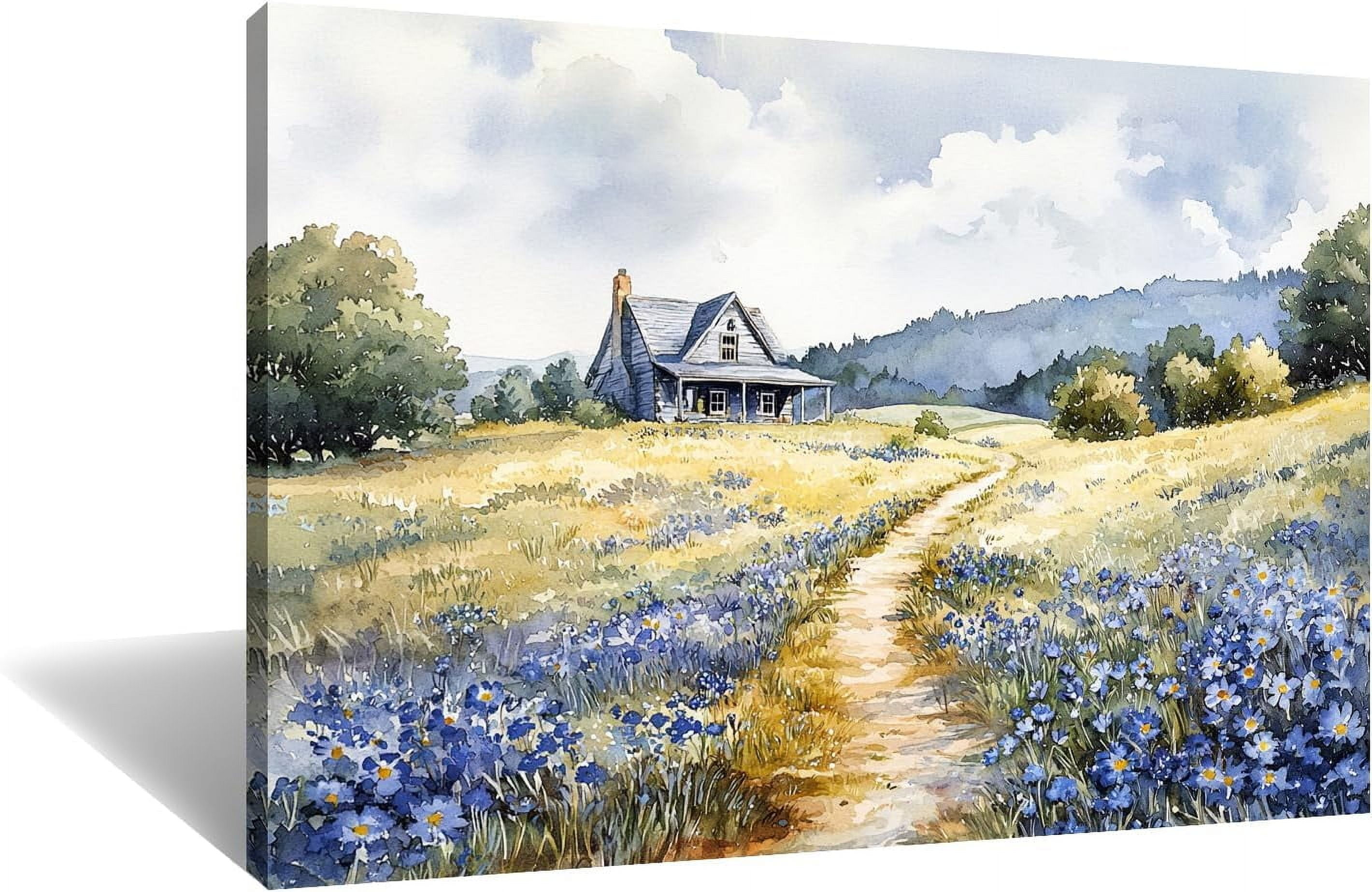 AABERIC Shark Wall Art Blue Painting Shark Catching Fish Picture Print ...