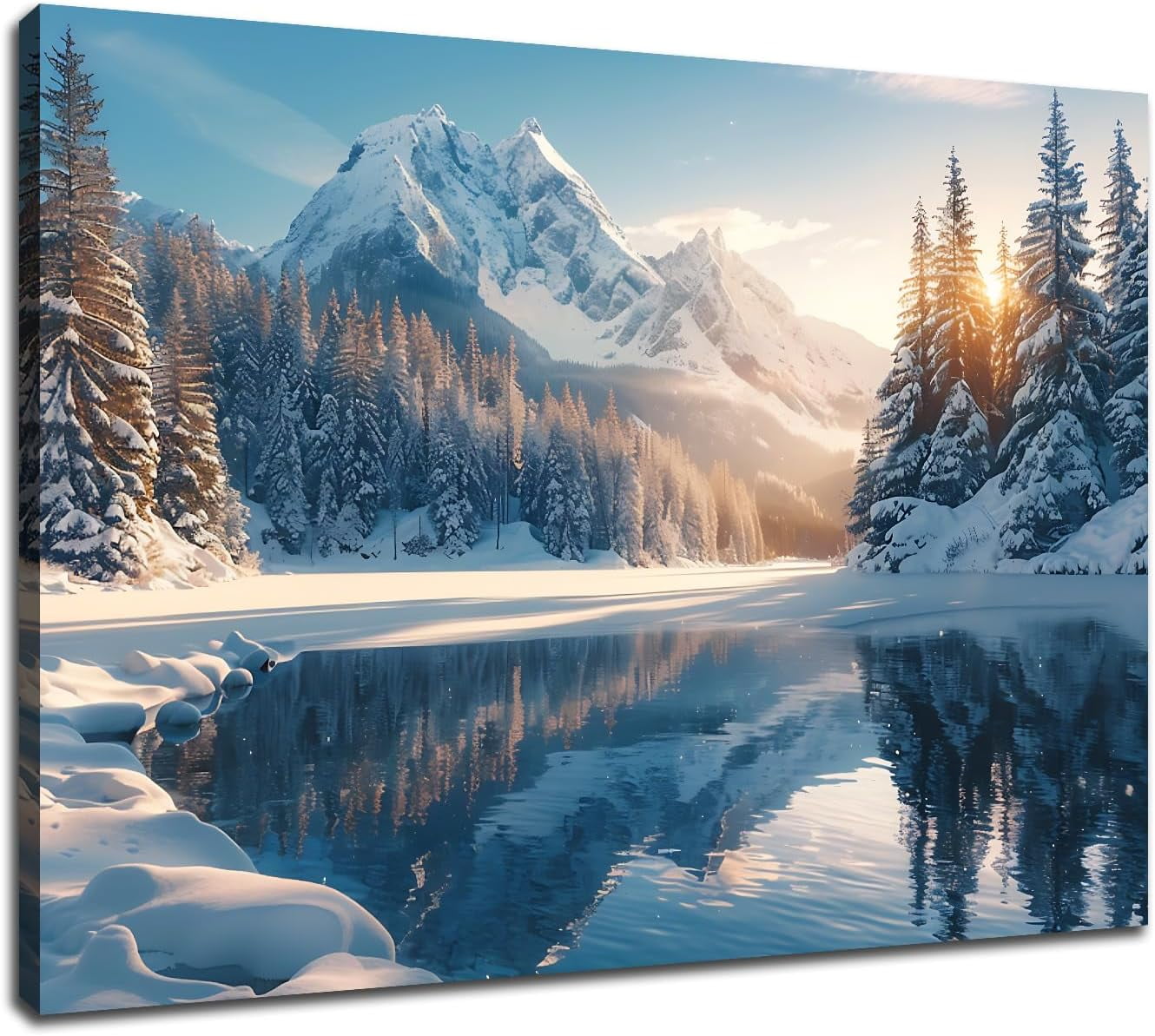 AABERIC Shark Wall Art Blue Painting Shark Catching Fish Picture Print ...