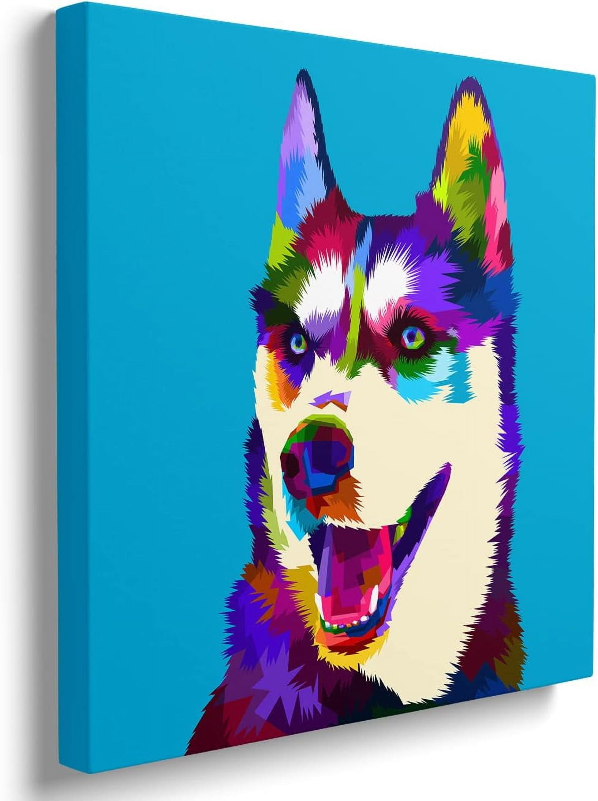 AABERIC Siberian Husky Pop Animal Wall Decor Colorful Dog Canvas Wall ...