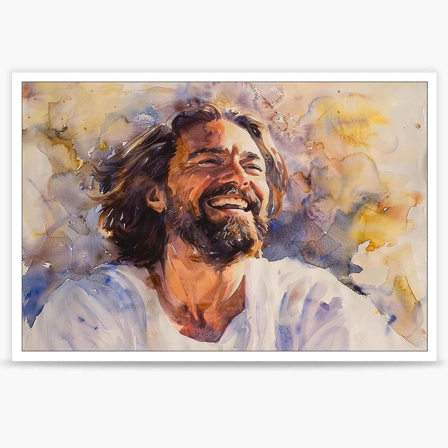 AABERIC Smiling Christ Poster | Jesus Laughing Canvas Wall Art | Jesus ...