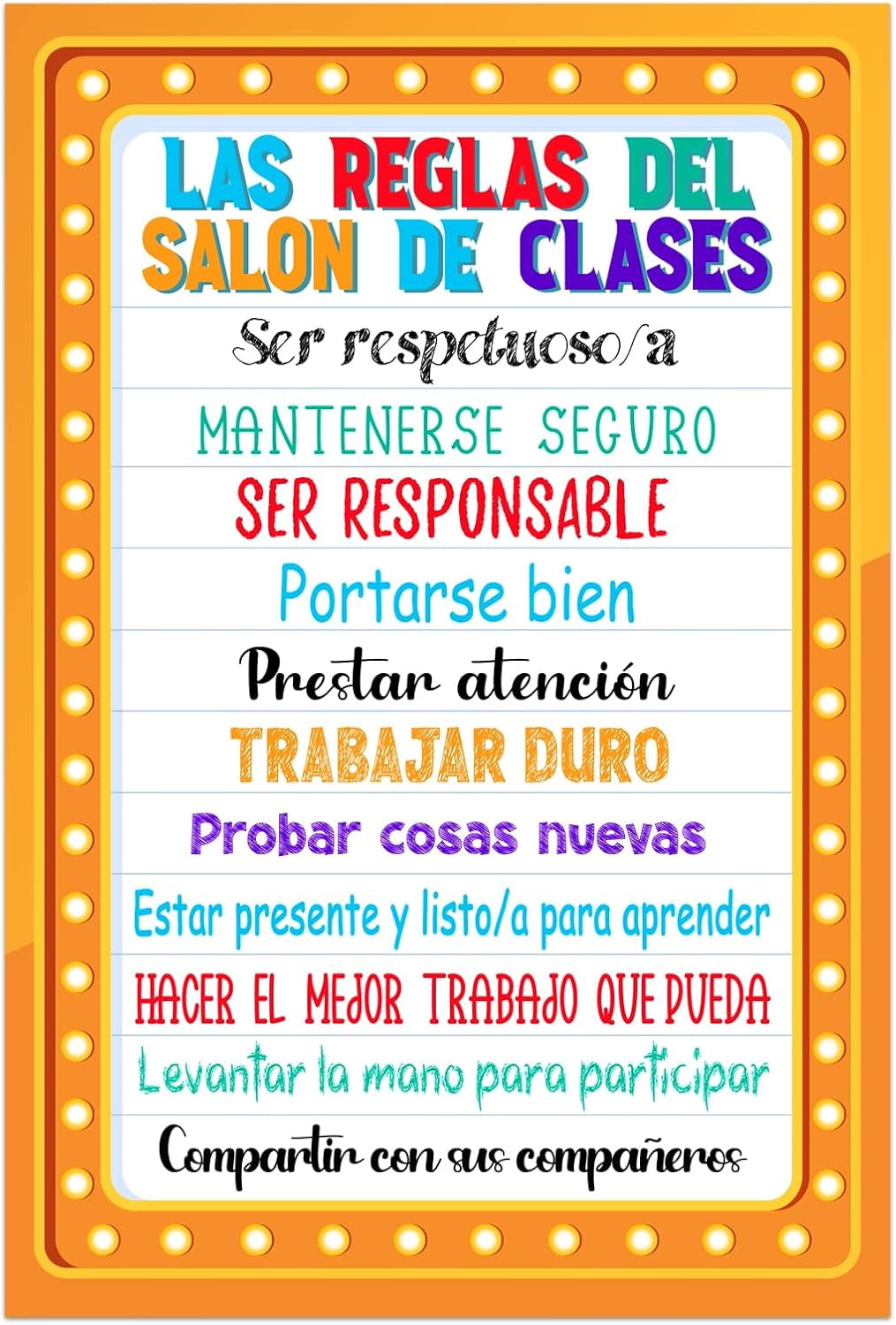 AABERIC Spanish Canvas Prints Wall Posters Spanish Classrooms Rules ...