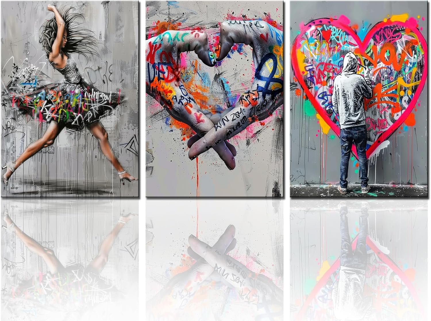AABERIC Street Graffiti Wall Art Banksy Art Paintings Dancing Girl ...
