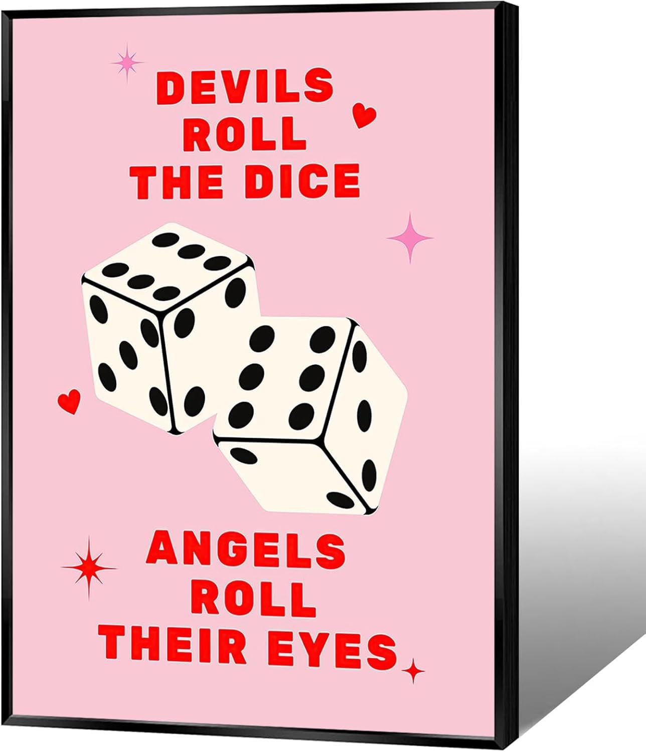 AABERIC Stylish Retro Dice Canvas Wall Art Pink Cute Lucky Number 6 Aesthetic Poster The Devil ...